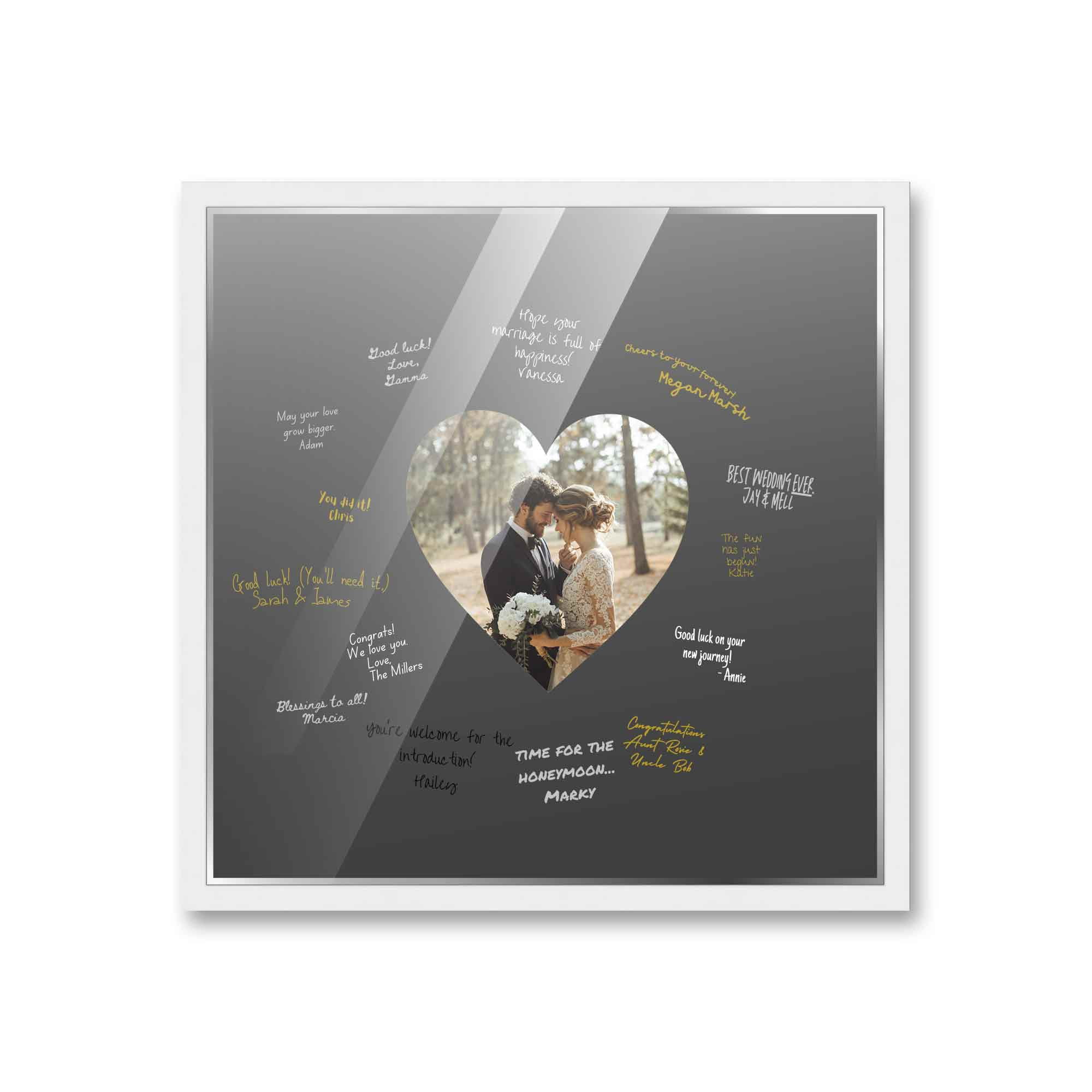 16x16 White Autograph & Signature Frame With Black Heart Photo Mat for ...