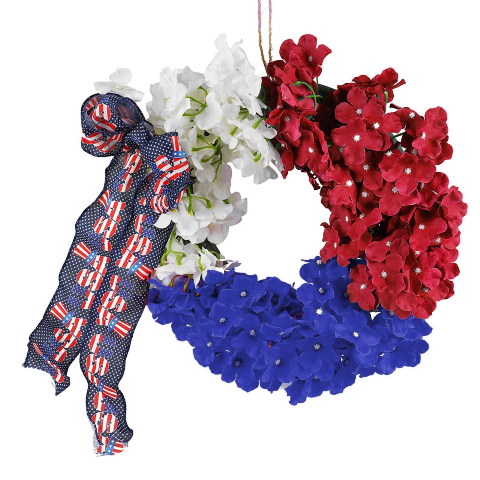 16x16 inch American Flag Floral Wreaths Patriotic Decorations Wreath ...
