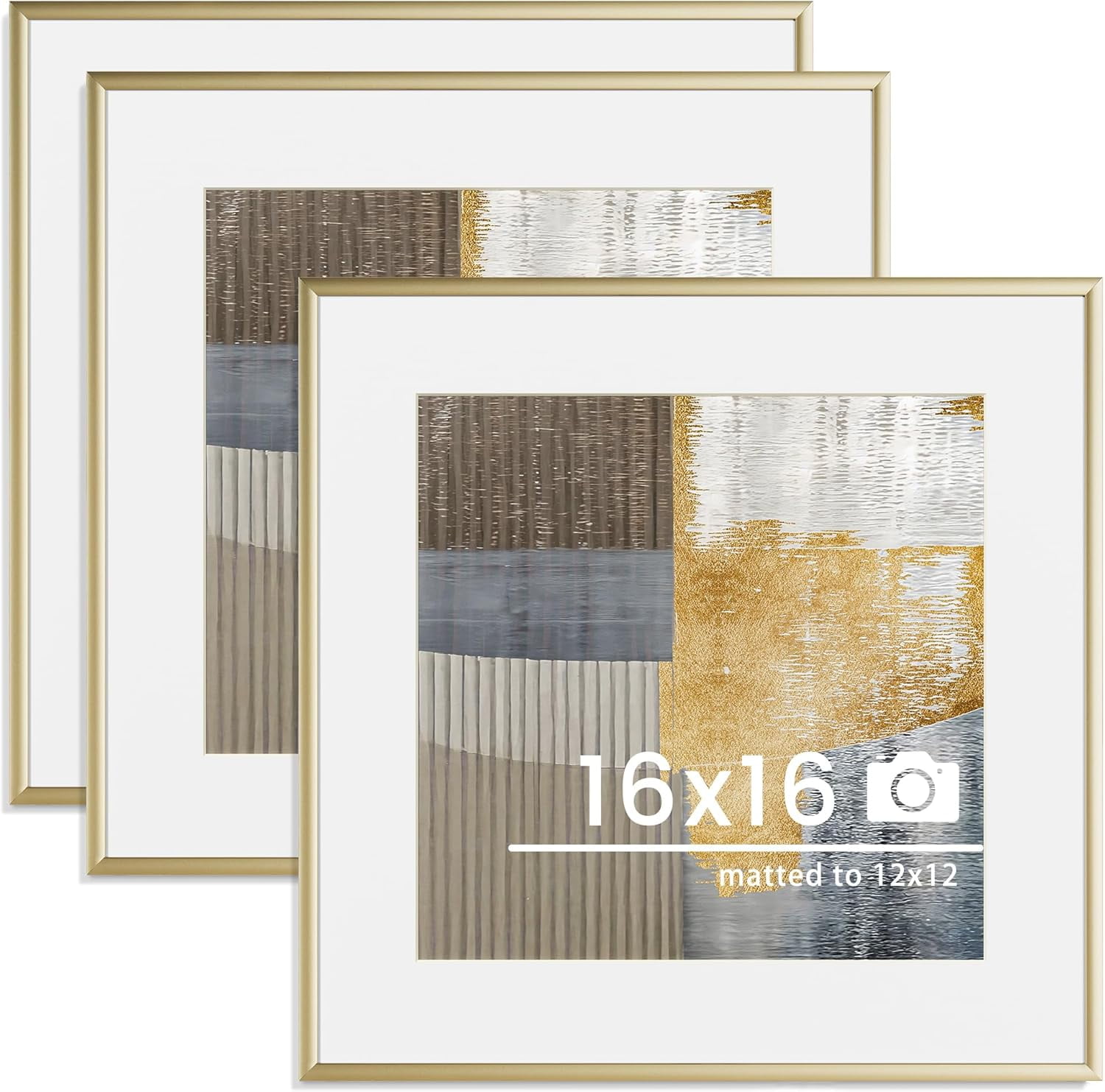 16x16 inch Metal Picture Frame - Thin Aluminum Square Photo Frames with ...