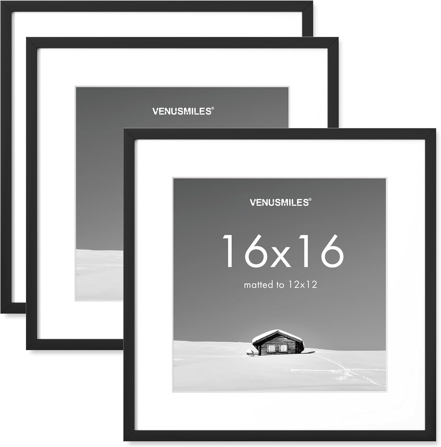 16x16 inch Picture Frame, 16x16 Photo Frames with 12x12 Removable Mat ...