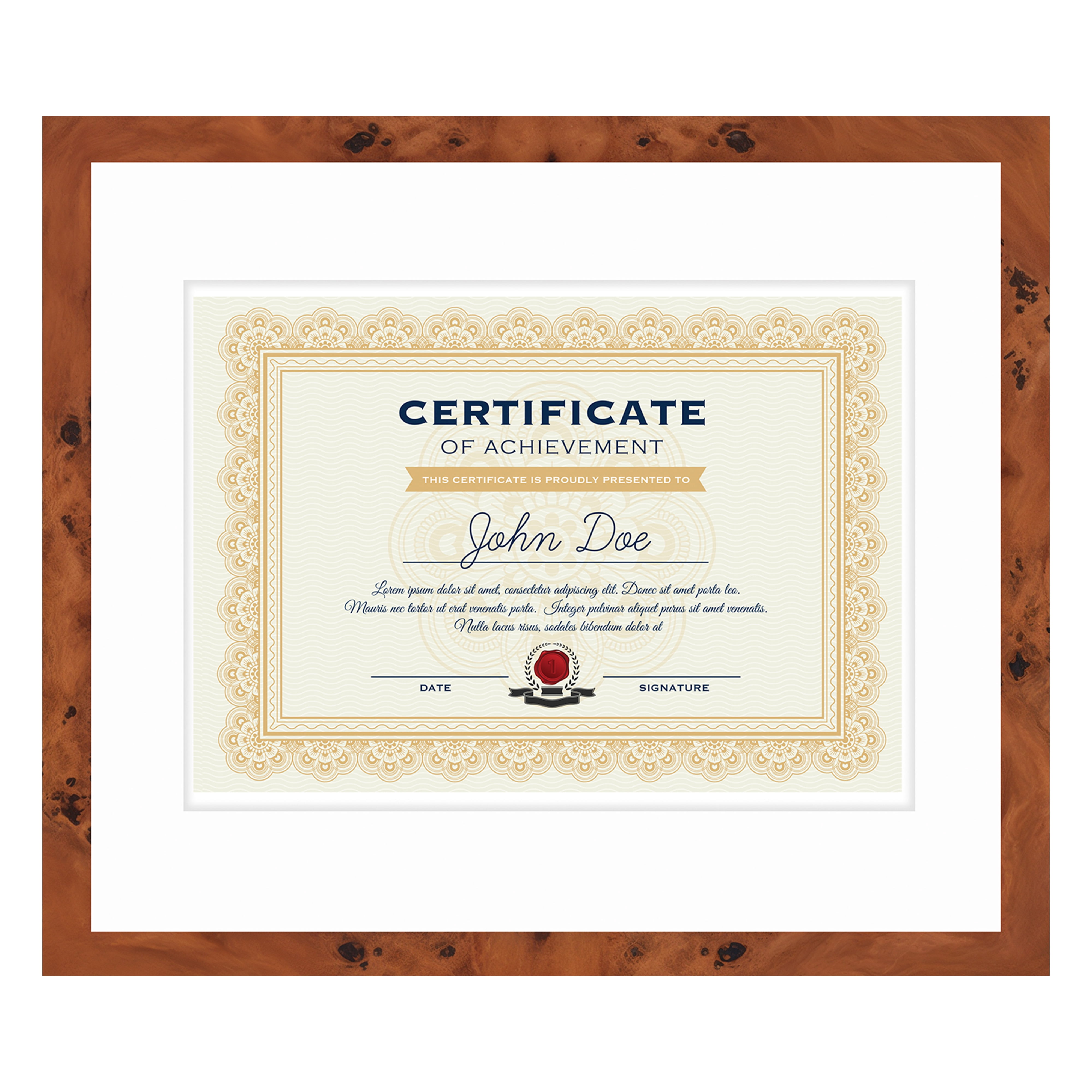 16x19 Brown Diploma Frame - White on White Double Mat - Displays 12x15 ...