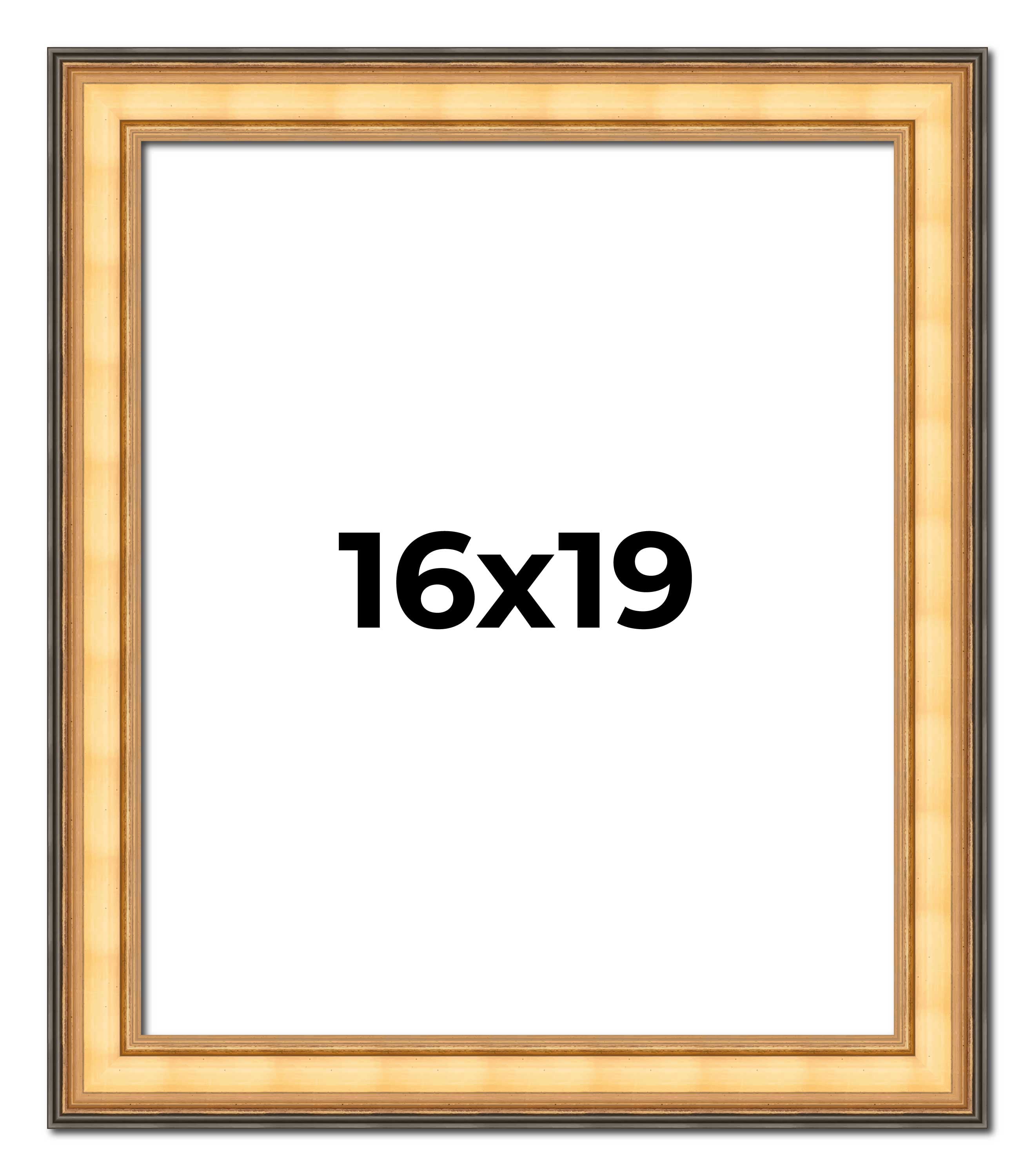 16x19 Frame Gold Plein Aire Solid Wood Picture Frame Width 2 Inches ...