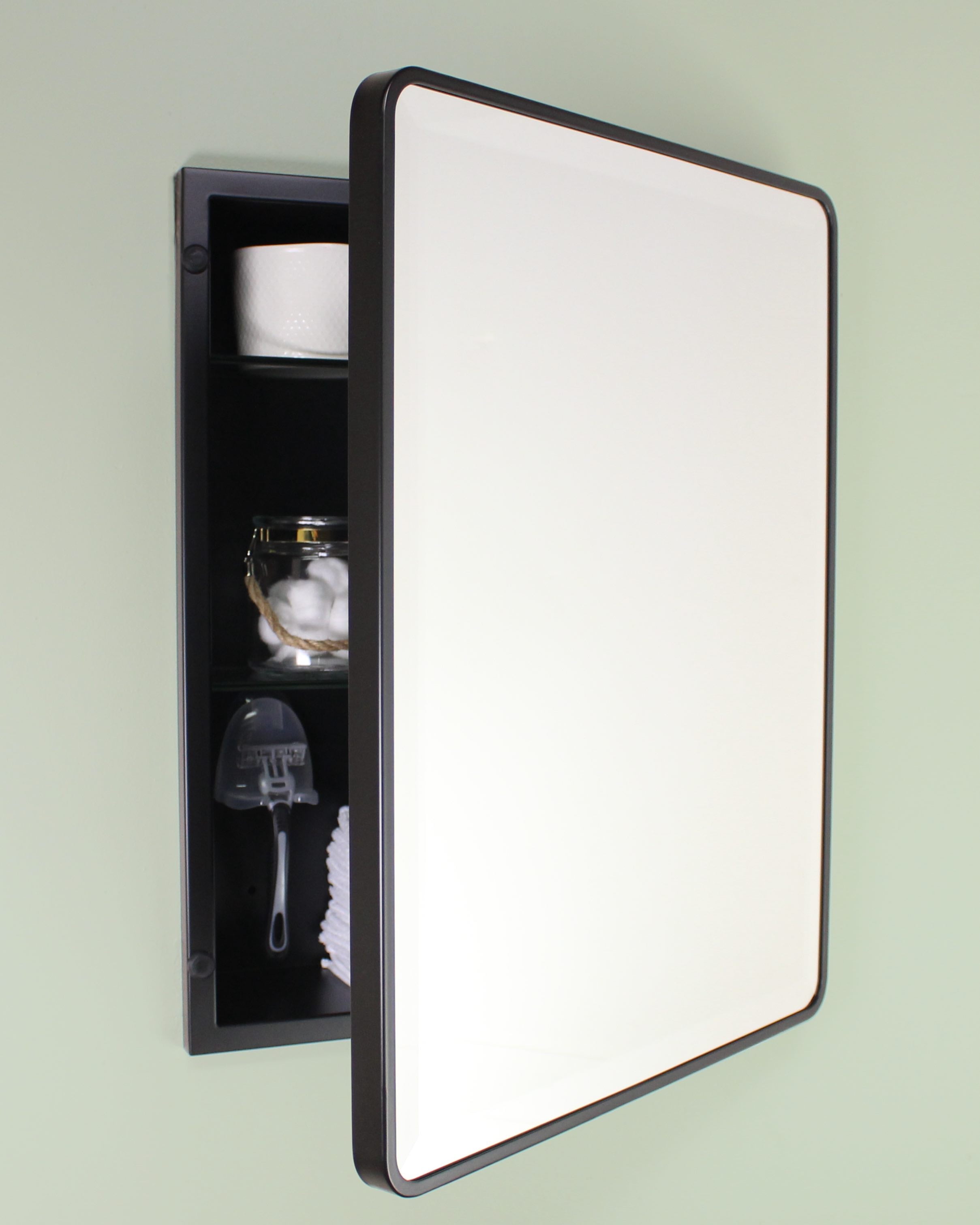 16x20 Austin Farmhouse Metal Framed Rounded Rectangle Recessed Bathroom ...