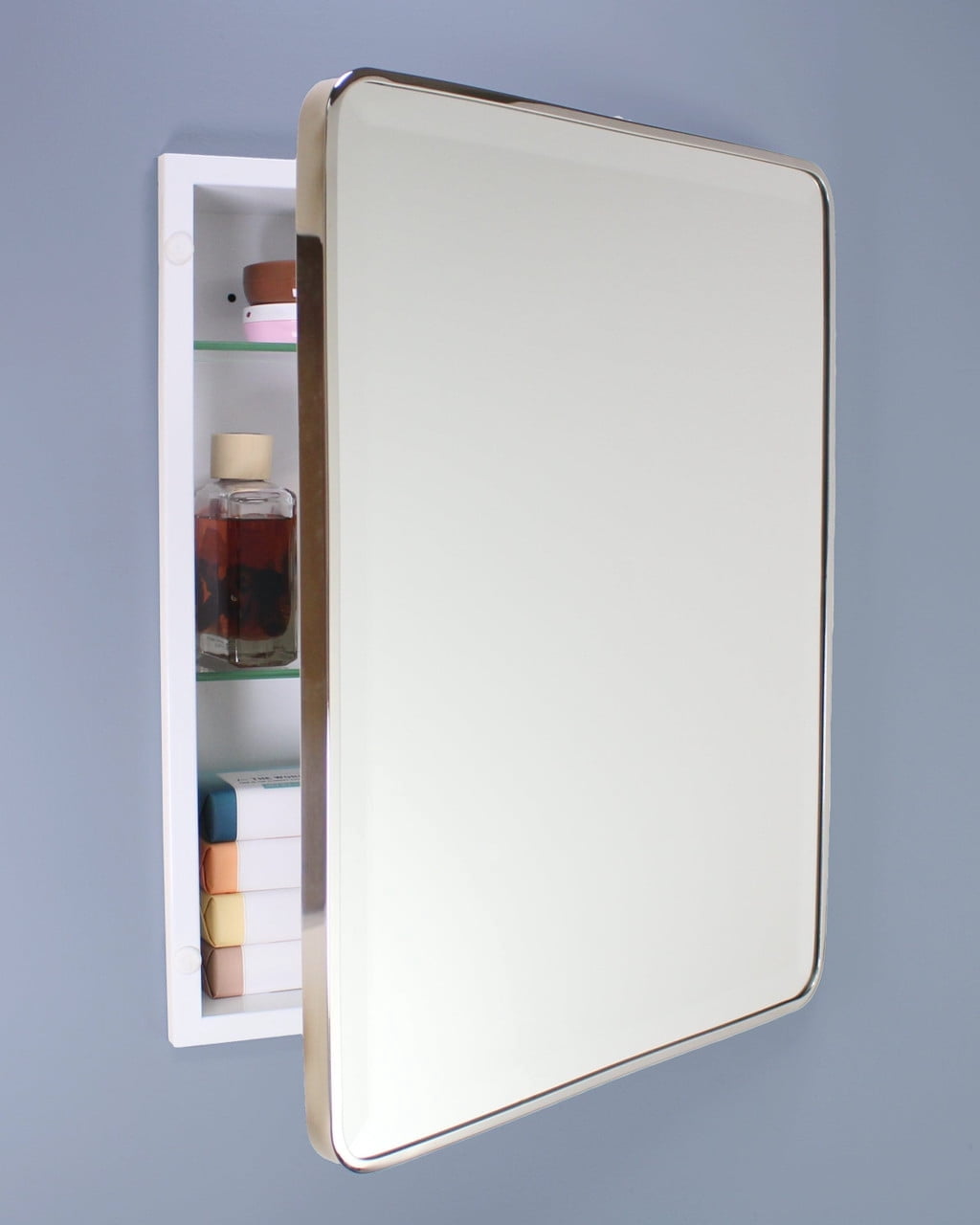 16x20 Austin Farmhouse Metal Framed Rounded Rectangle Recessed Bathroom ...