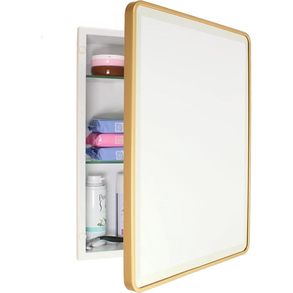 16x20 Austin Farmhouse Metal Framed Rounded Rectangle Recessed Bathroom ...