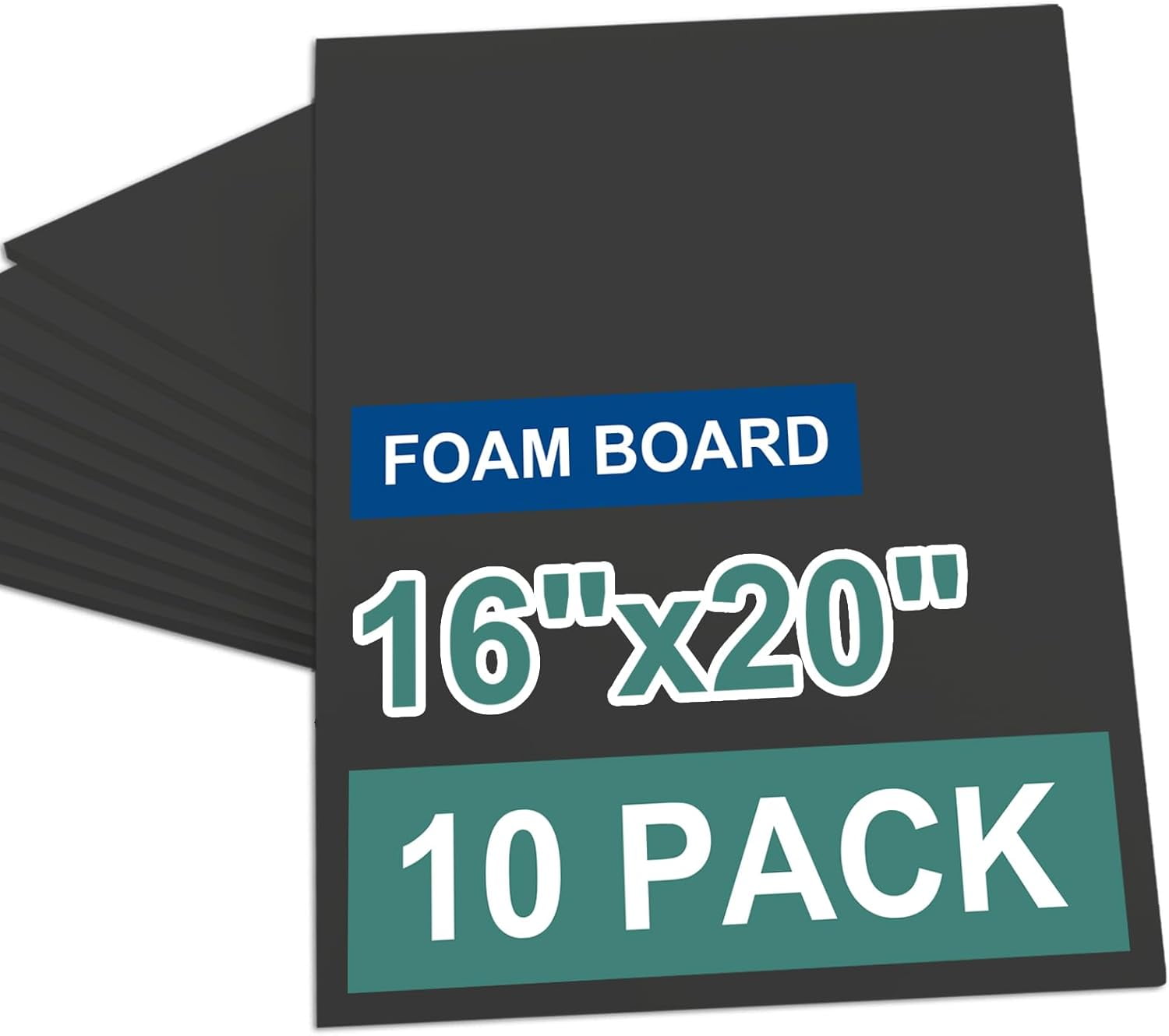 16x20 Black Foam Board, 10 Pack Acid-Free Foam Core Poster Board, 3/16 ...