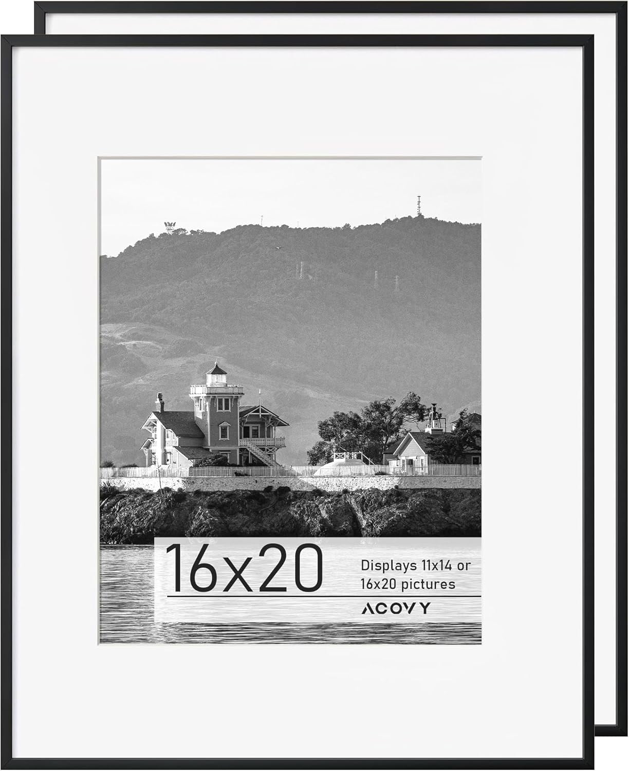 16x20 Black Frame, 16x20 Frame Matted to 11x14, Metal 16 x 20 Picture ...