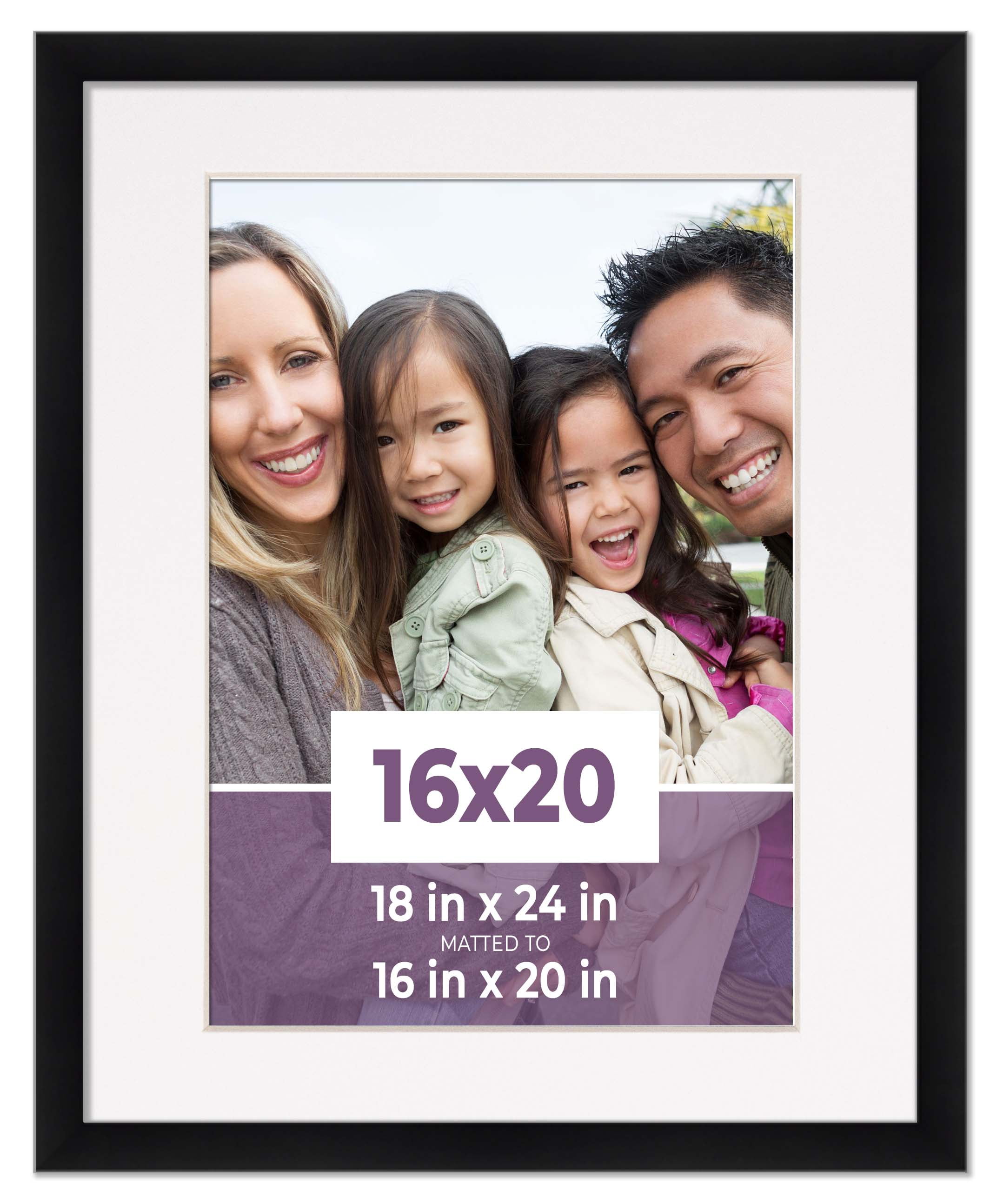 16x20 Frame Black With White Picture Mat For 16x20 Photo - Black 18x24 ...