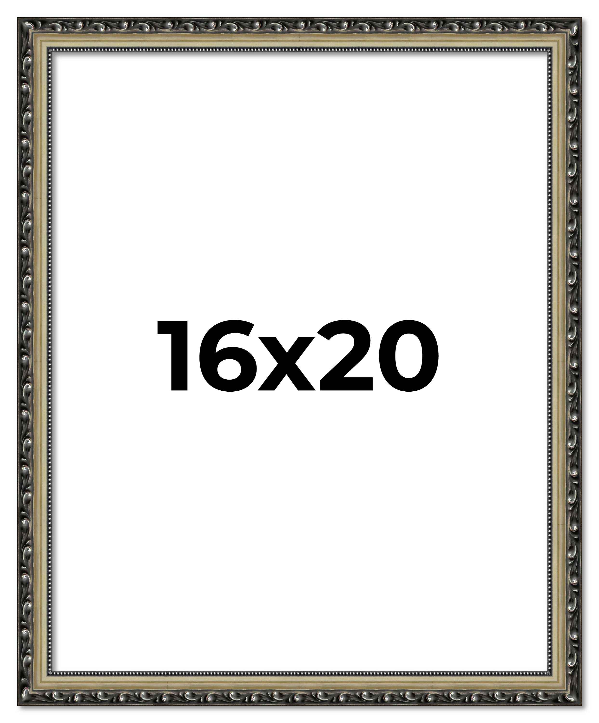 16x20 Frame Silver Solid Wood Picture Frame Width 1.125 Inches ...
