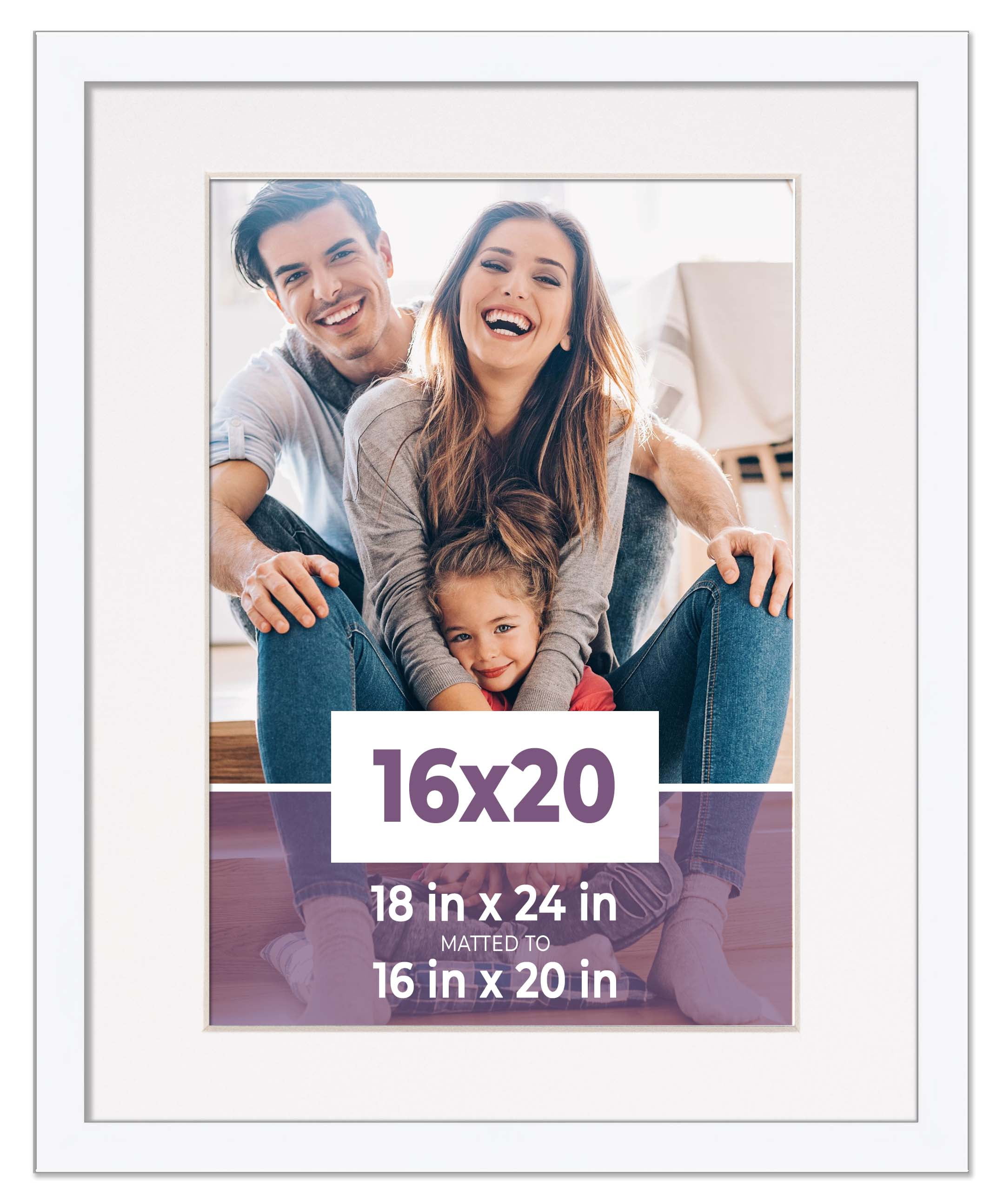 16x20 Frame White With White Picture Mat For 16x20 Photo - White 18x24 ...