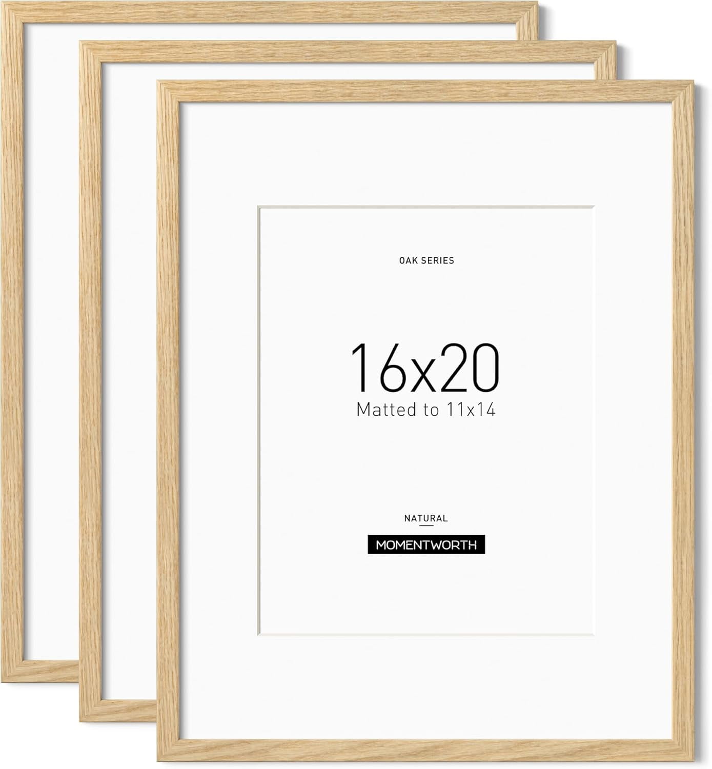 16x20 Frame with Mat for 11x14, Set of 3, Solid Oak Wood 16x20 Frames ...
