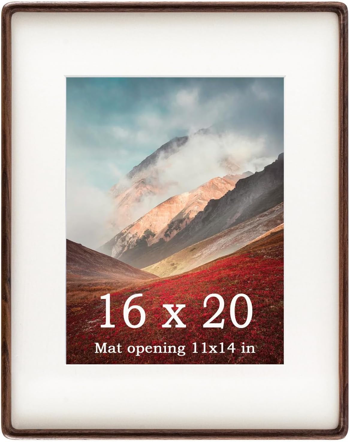 16x20 Frames Natural Solid Walnut Wood 16 X 20 Picture Frame with Mat ...