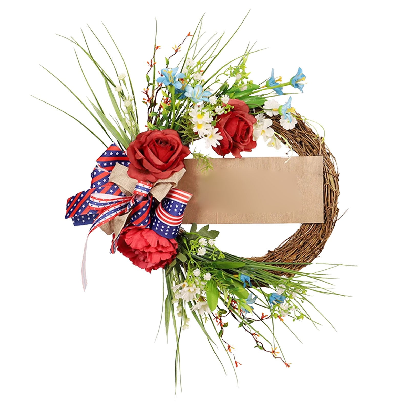 16x20 Inch Memorial Day Door Sign Independence Day Wreath Red White and ...