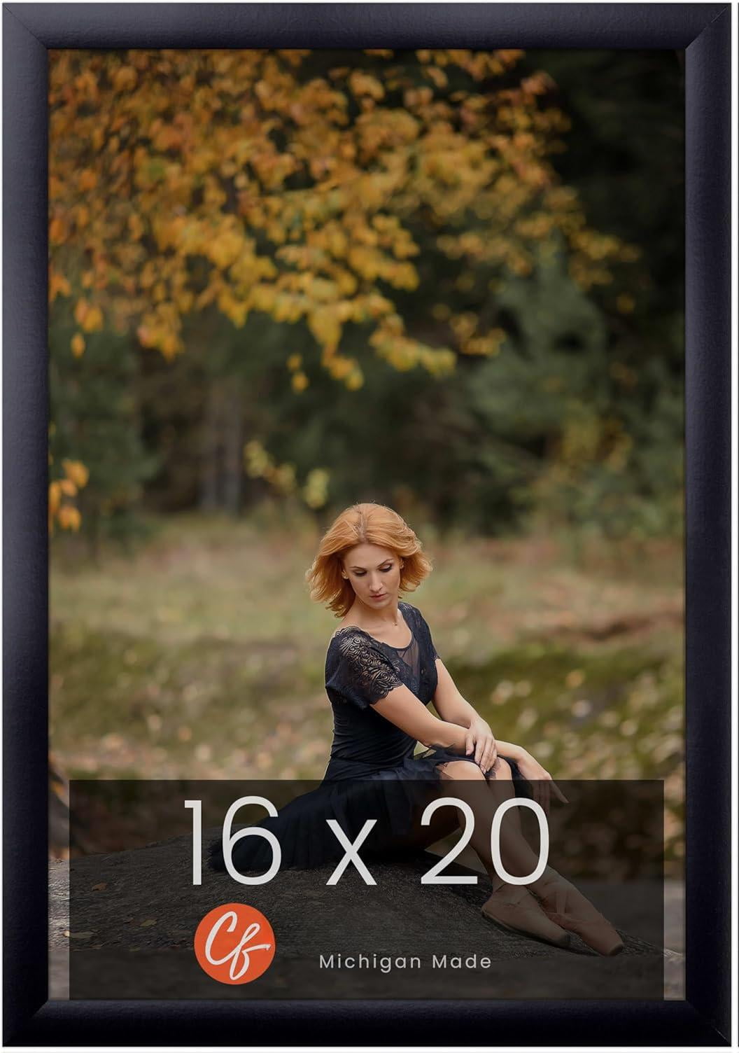 16x20 Inch Picture Frame Sleek Black 1 Inch MDF Moulding, Model 1WB3BK ...