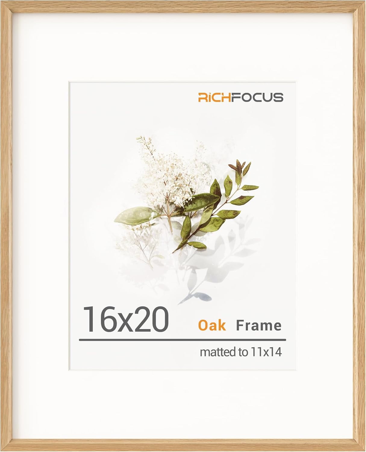 16x20 Picture Frame with 11x14 Mat Opening, USA-Sourced Natural Oak ...