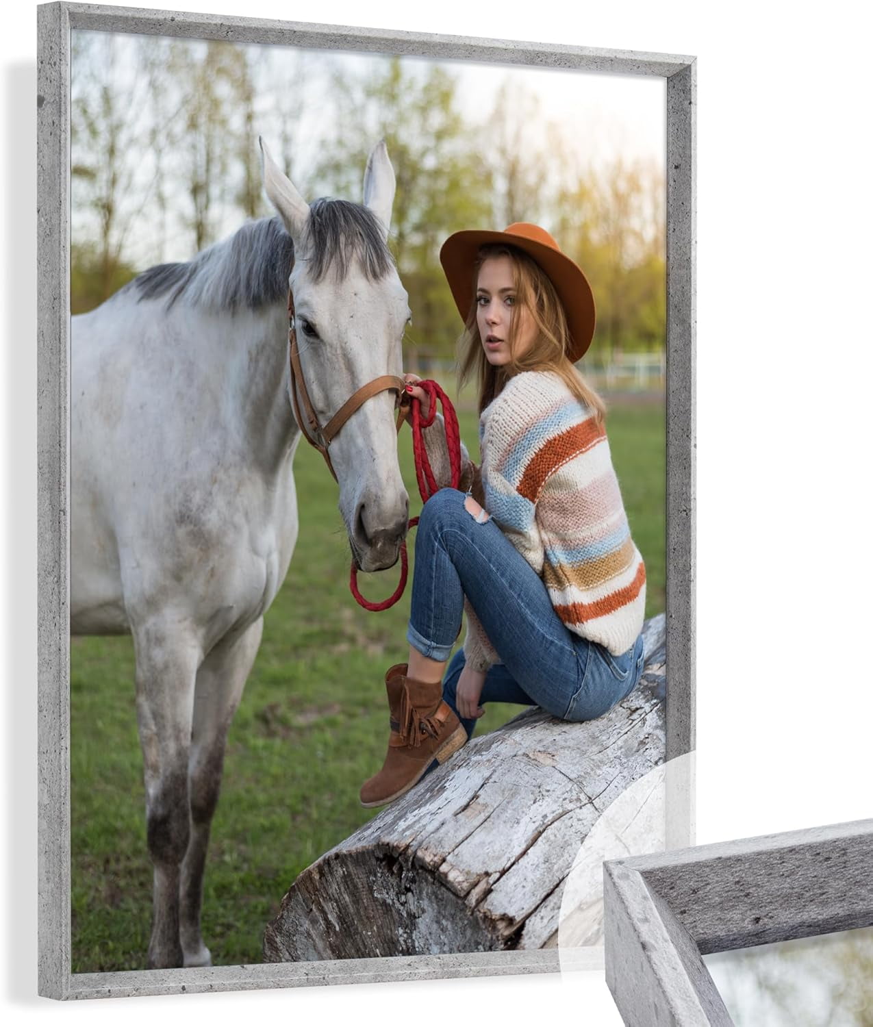 16x20 Picture Frame with Deep and Bevel Border, Rustic Wooden Photo ...