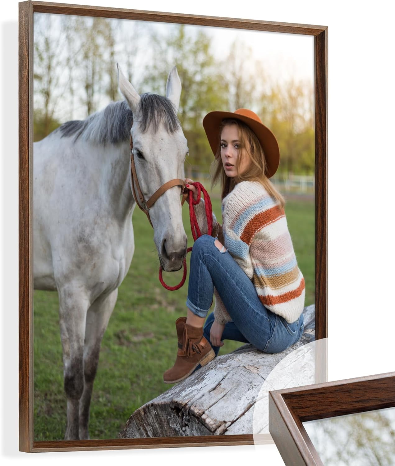 16x20 Picture Frame with Deep and Bevel Border, Rustic Wooden Photo ...