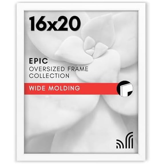 16x20 Picture Frame with Polished Plexiglass - White Picture Frame ...