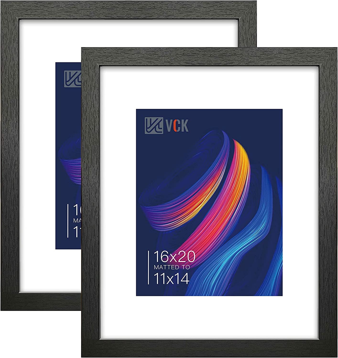 16x20 Picture Frame Set of 2 Display Pictures 11x14 with Mat or 16x20 ...