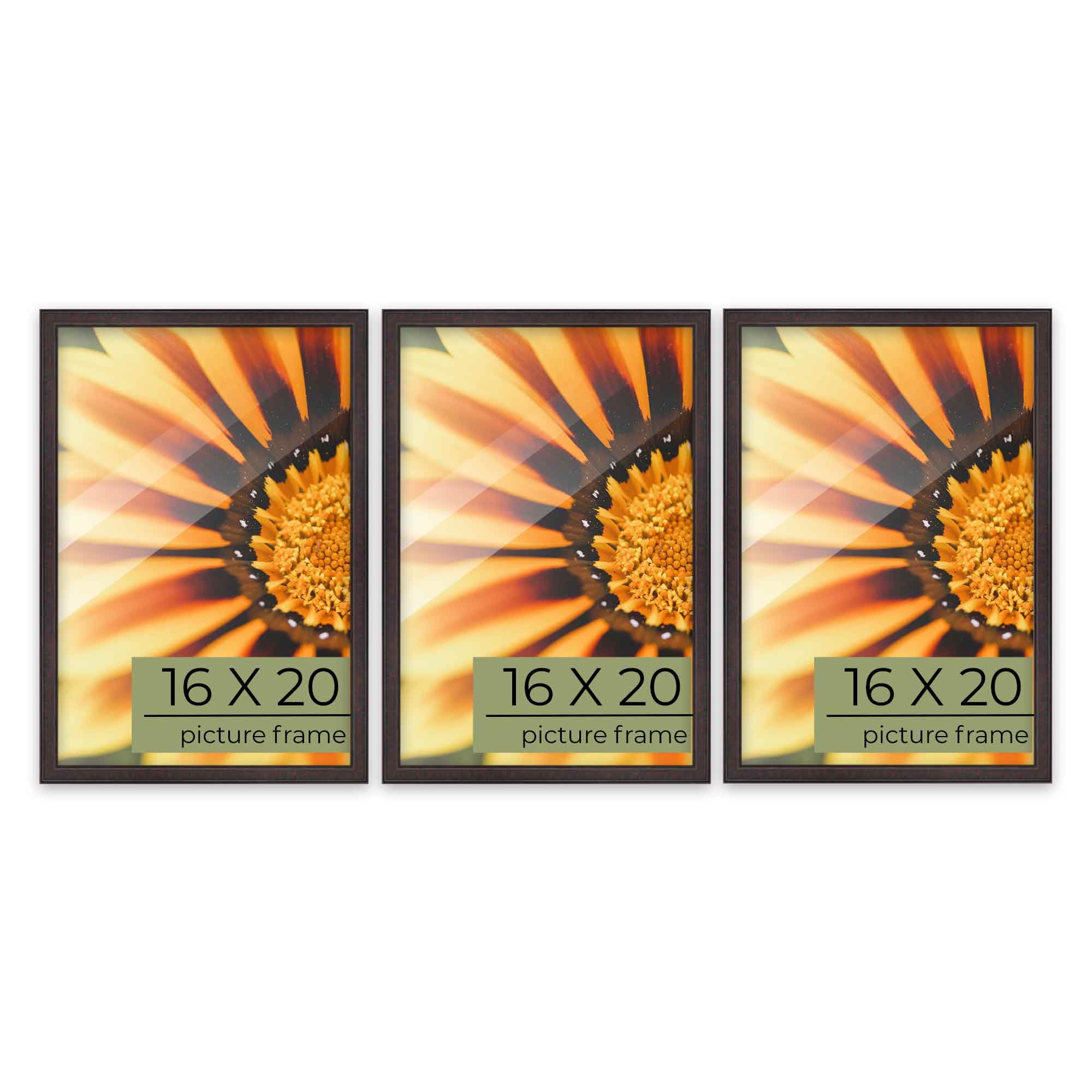 16x20 Picture Frame Set of 3 Rustic Brown Wood Picture Frames for ...