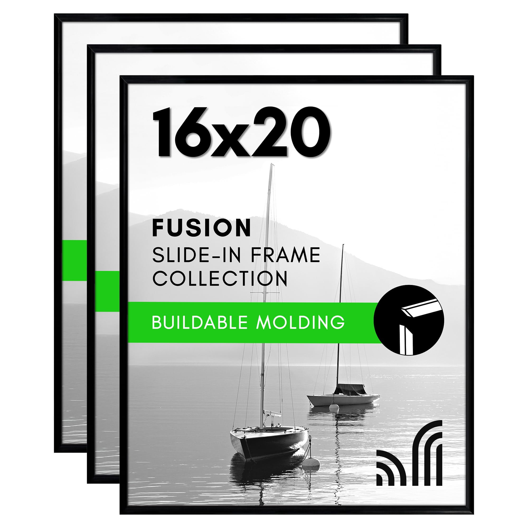 16x20 Picture Frame Set of 3, Slide-In Photo Frames with Buildable ...