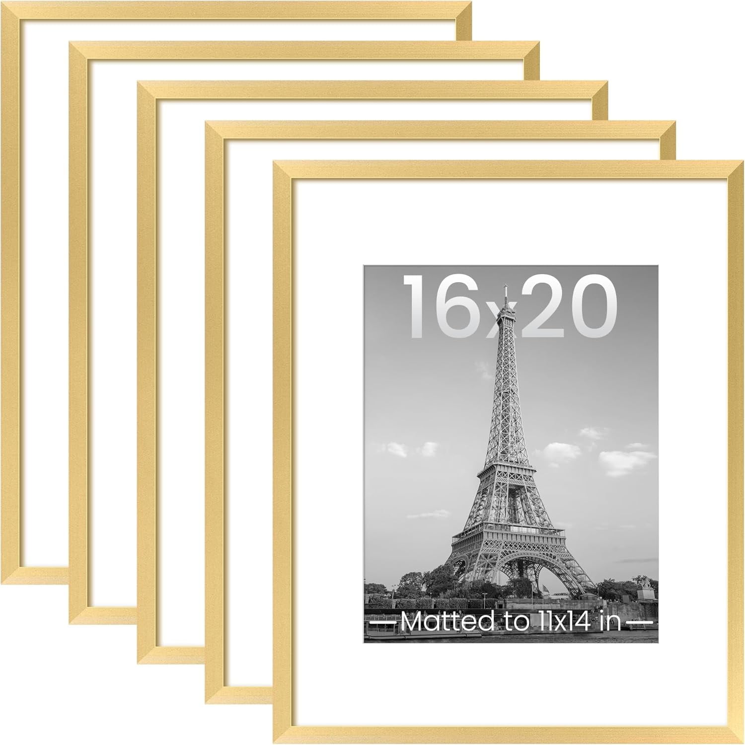 16x20 Picture Frame Set of 5, Display Pictures 11x14 with Mat or 16 x ...