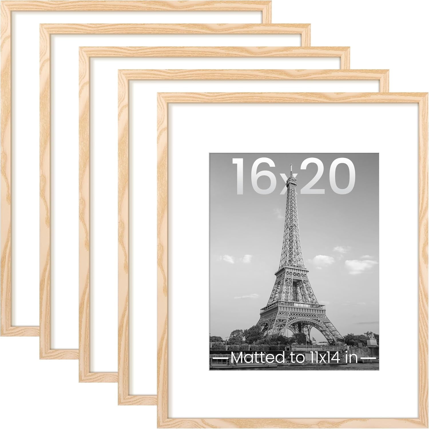 16x20 Picture Frame Set of 5, Display Pictures 11x14 with Mat or 16 x ...