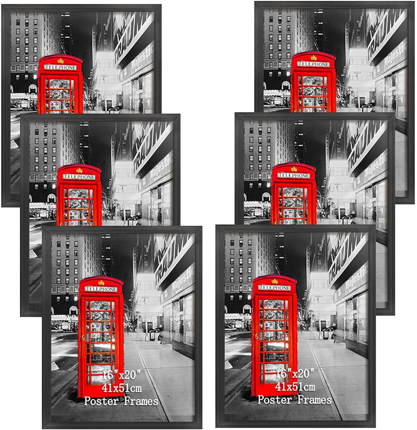 Walmart 16x20 Black Poster Frames Set of 6, Lightweight PS Front, Easy ...