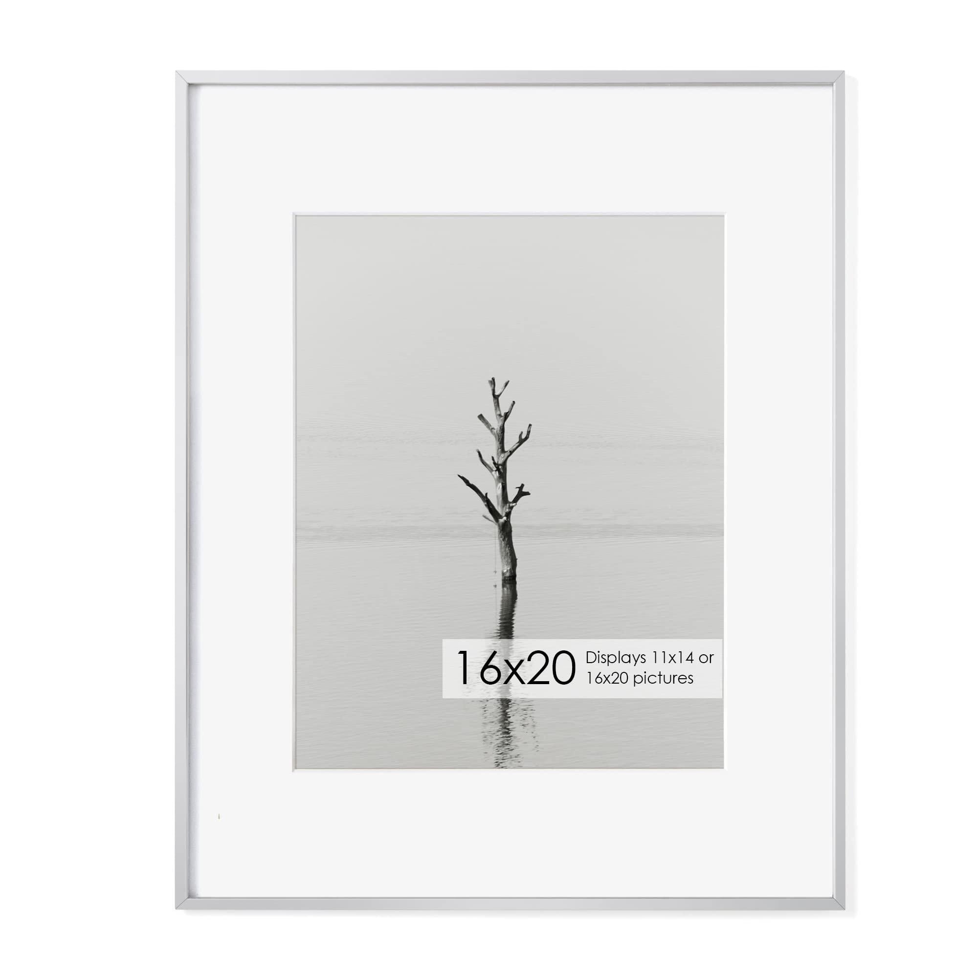 Fun Memories 16x20 Aluminum Metal Picture Frame, Display Photos 11x14 ...