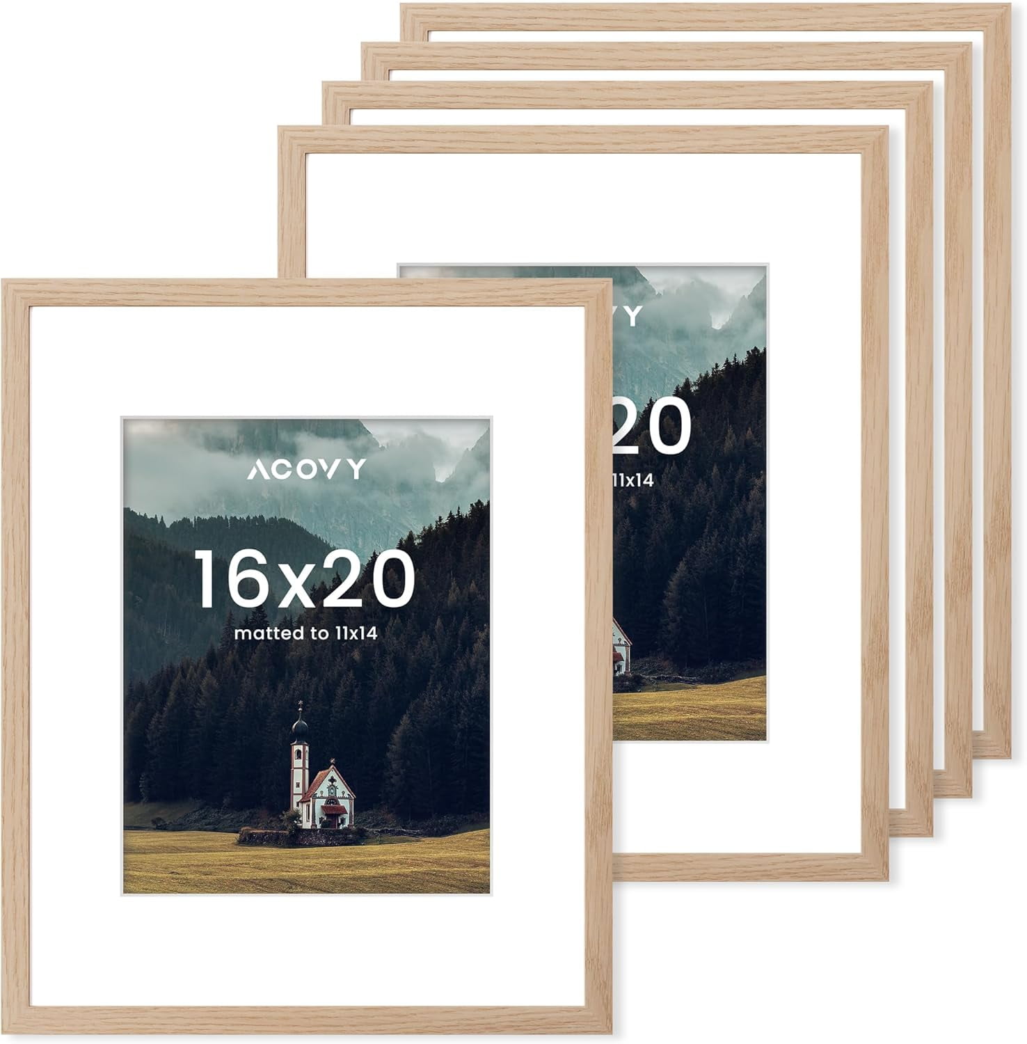 16x20 Picture Frames Set of 5, 16 X 20 Poster Frame with Mat for 11x14 ...