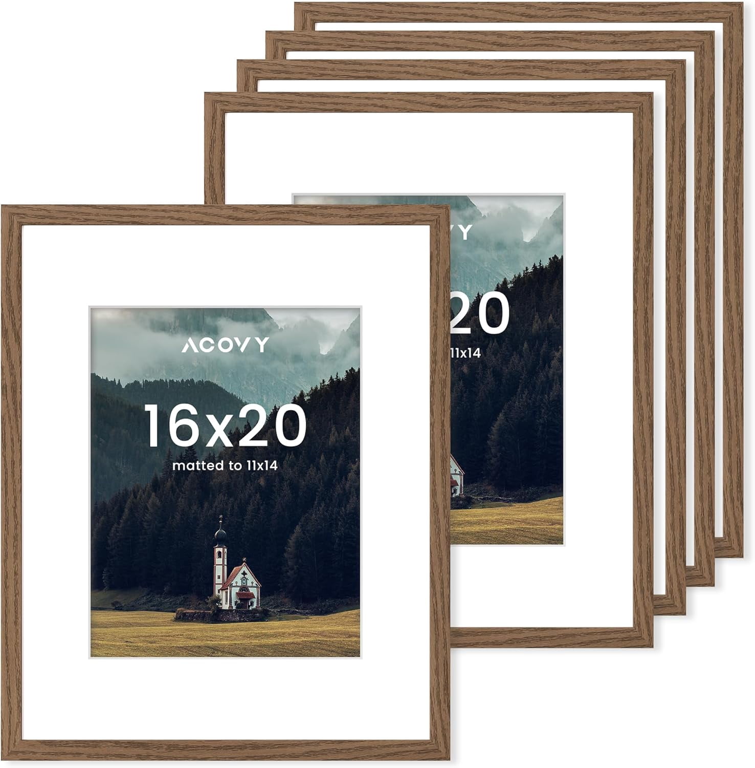 16x20 Picture Frames Set of 5,16 x 20 Poster Frame with Mat for 11x14 ...