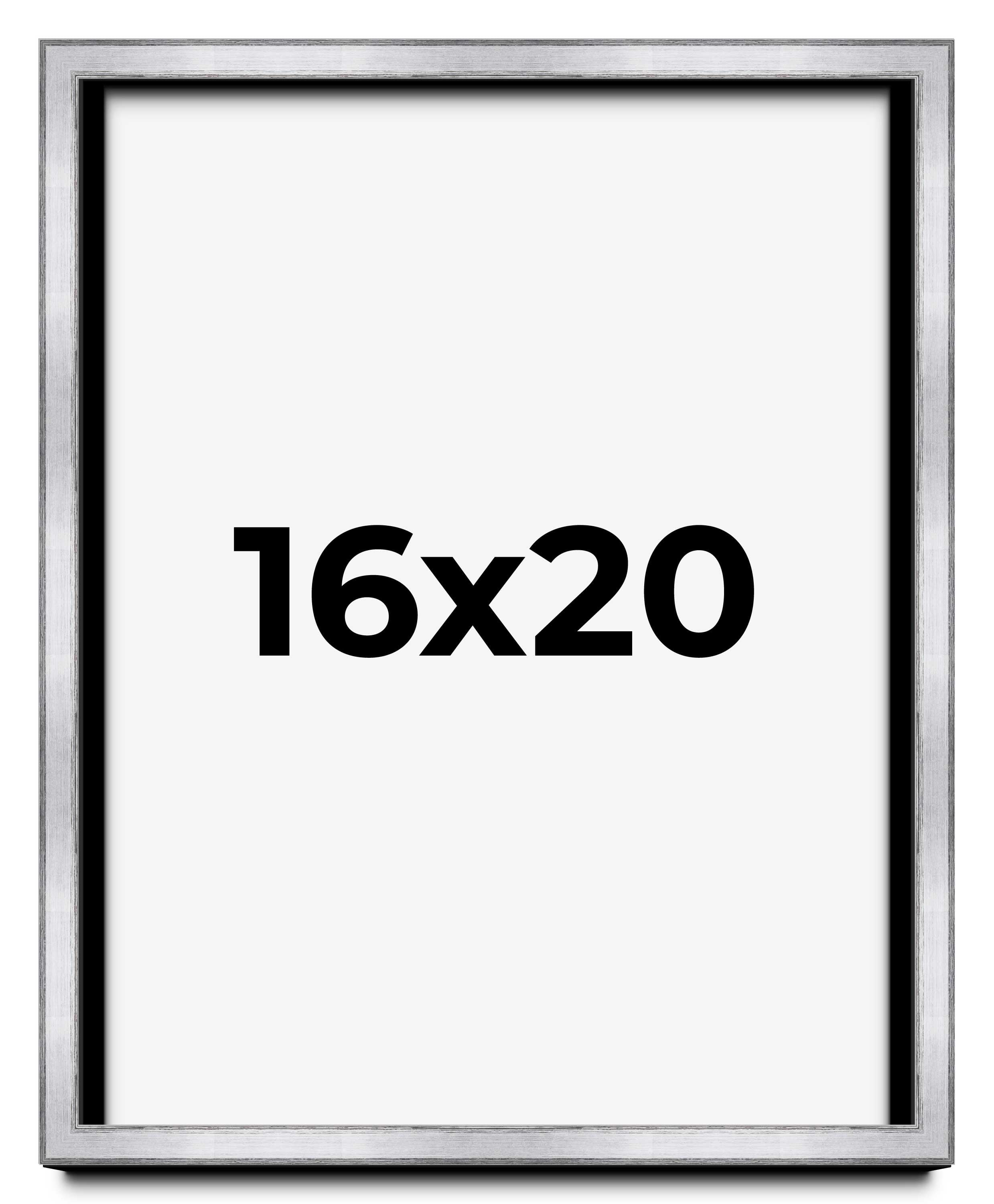 16x20 Shadow Box Frame Silver | 1.375 Inches Deep Real Wood ...