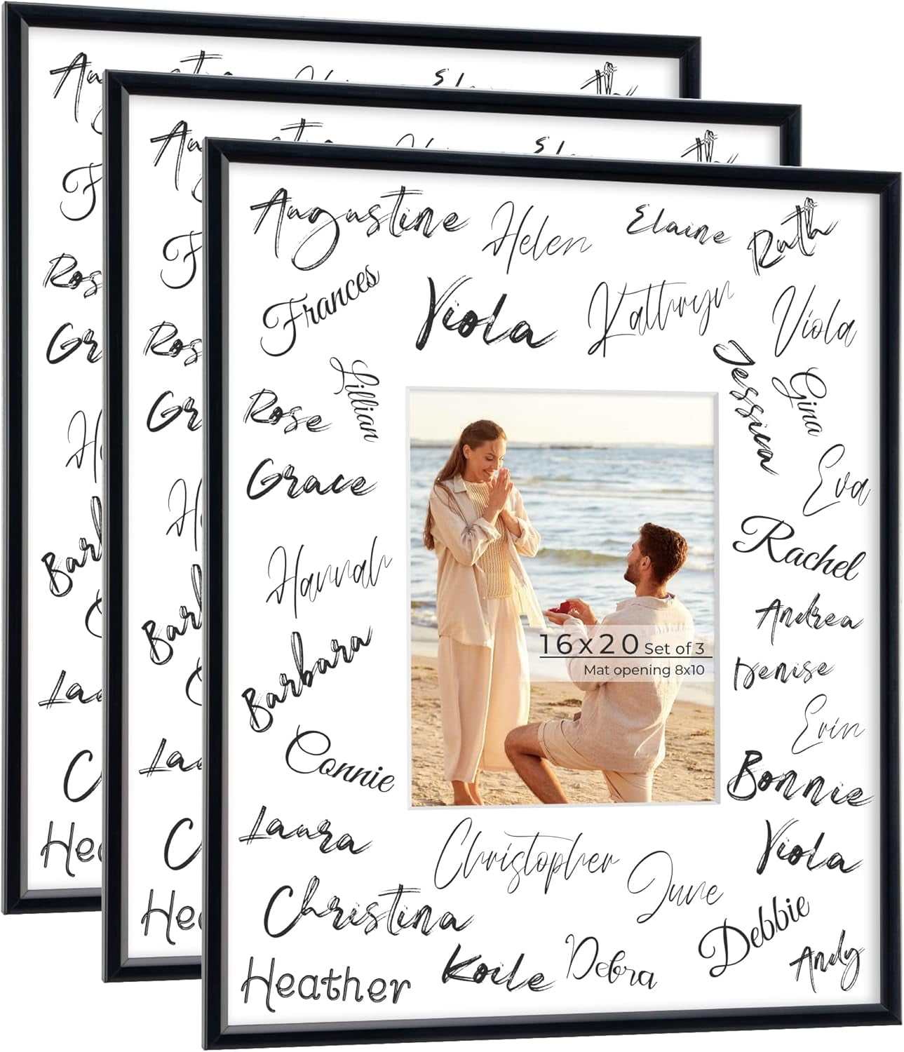16x20 Signature Picture Frame with 8x10 White Mat Wedding Guest Book ...
