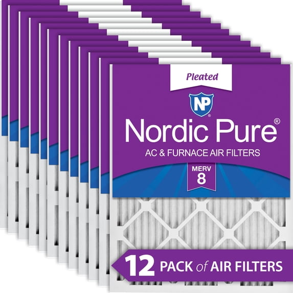 Nordic Pure MERV 8 Pleated AC Furnace Air Filters, 16x20x1 (15.5x19.5 ...