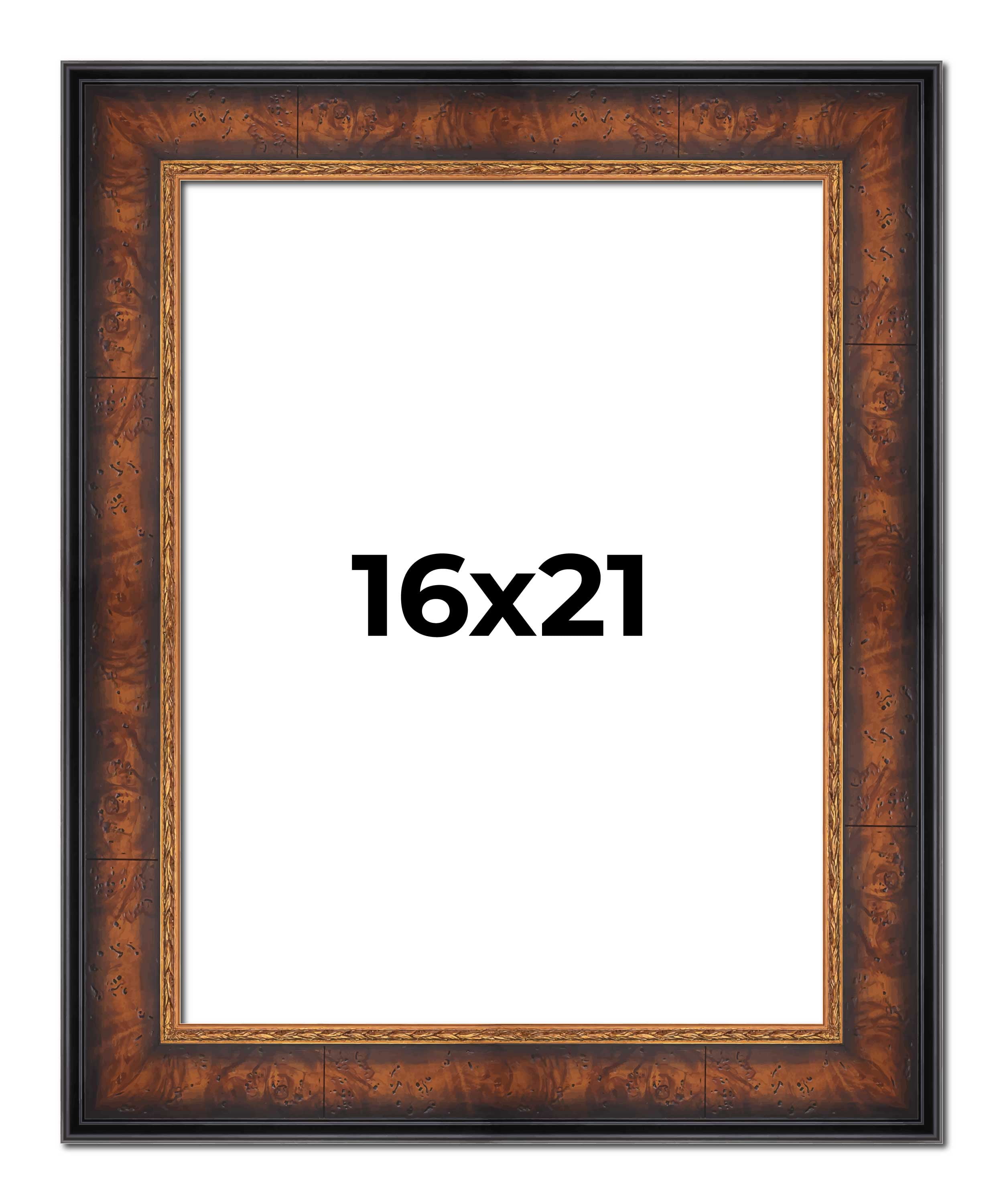 16x21 Frame Brown Walnut Gold Ornate Trim Solid Wood Plein Air Picture ...