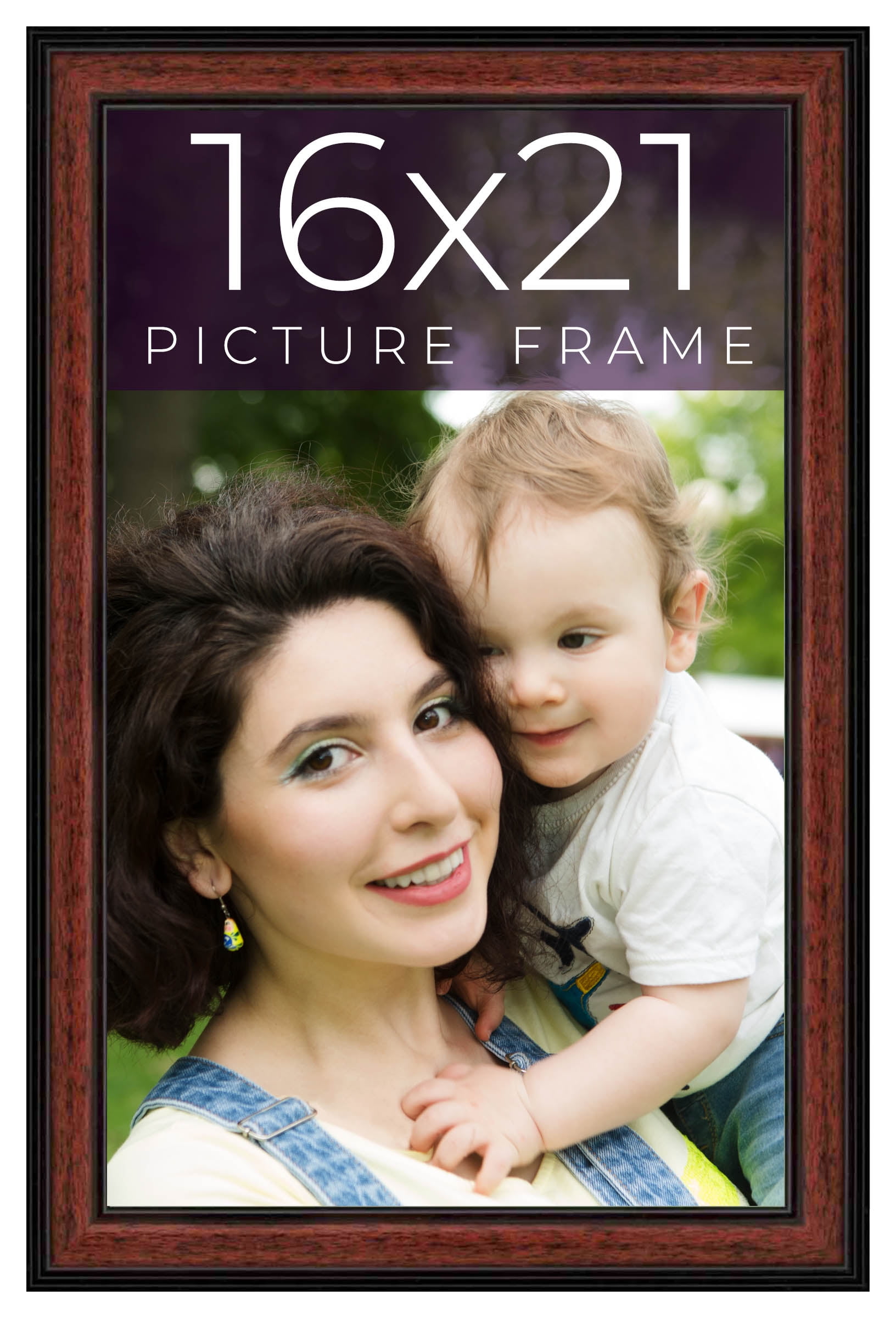 16x21 Frame Executive Brown Round Mahogany Finish Solid Wood Picture ...
