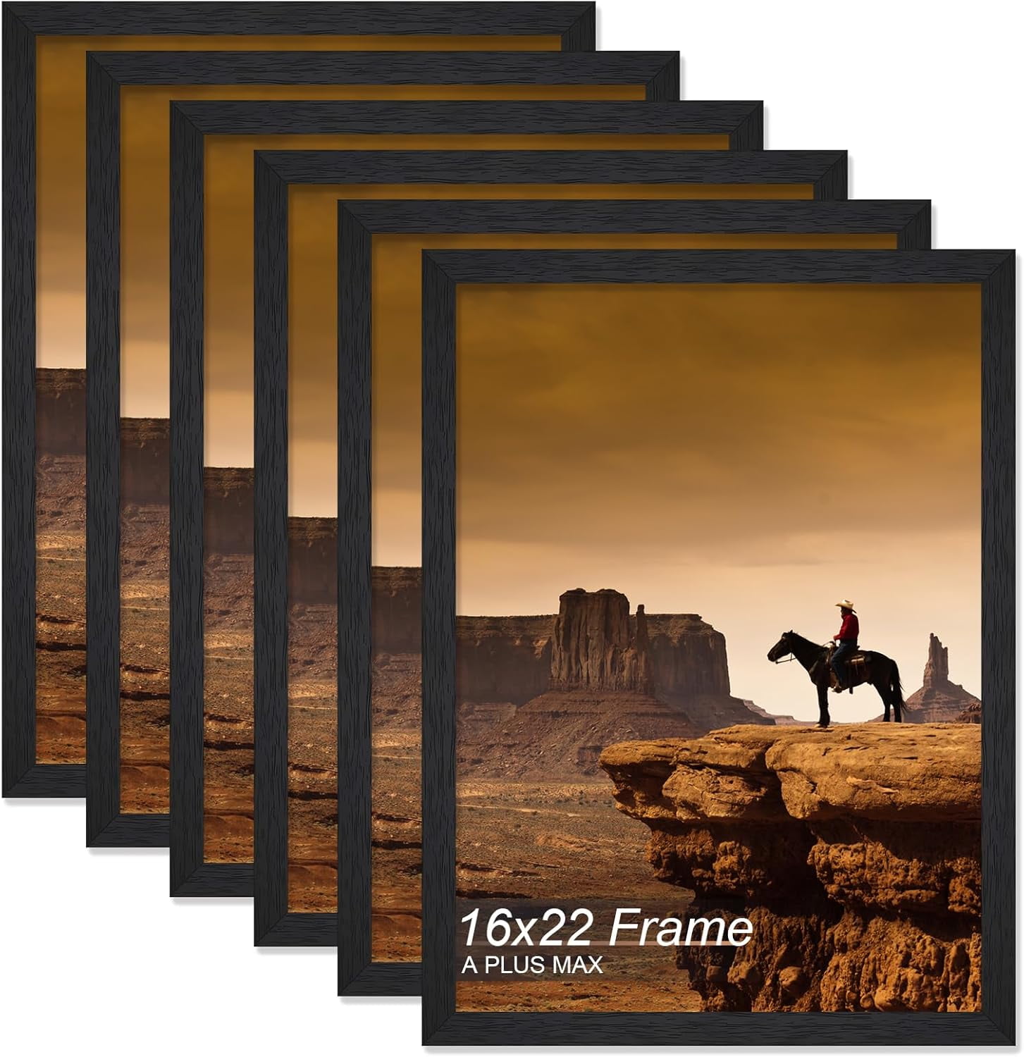 16x22 Picture Frame Set of 6, Black Engineered Wood Frame for 16 X 22 ...