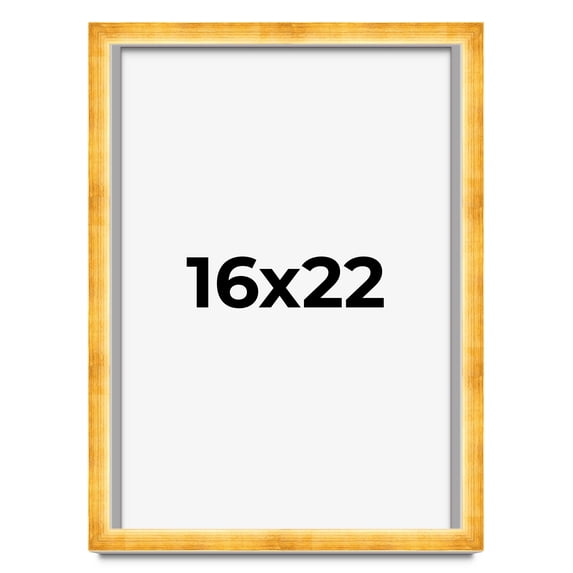 16x22 Shadow Box Frame Gold | 1.625 Inches Deep Real Wood Traditional ...