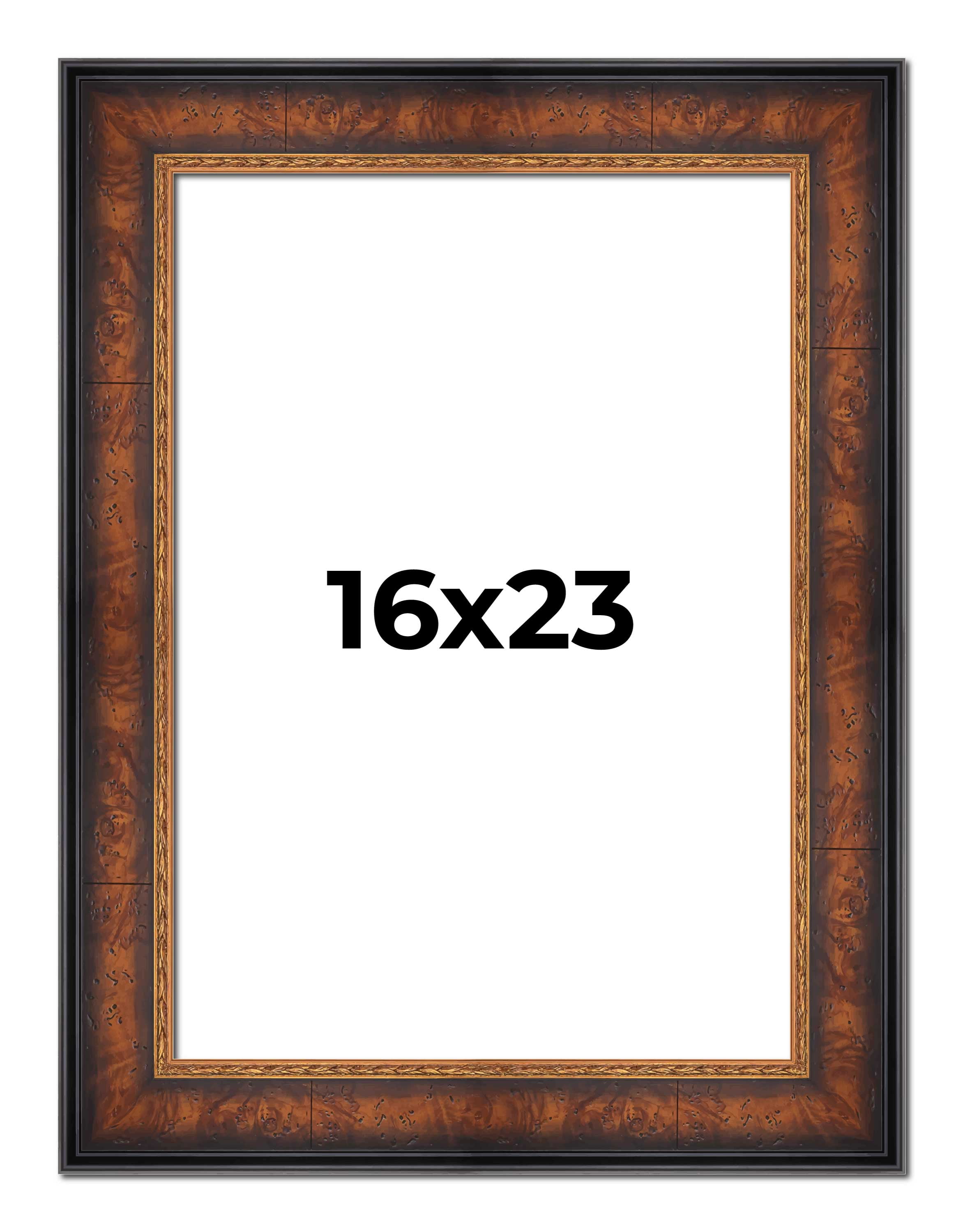 16x23 Frame Brown Walnut Gold Ornate Trim Solid Wood Plein Air Picture ...