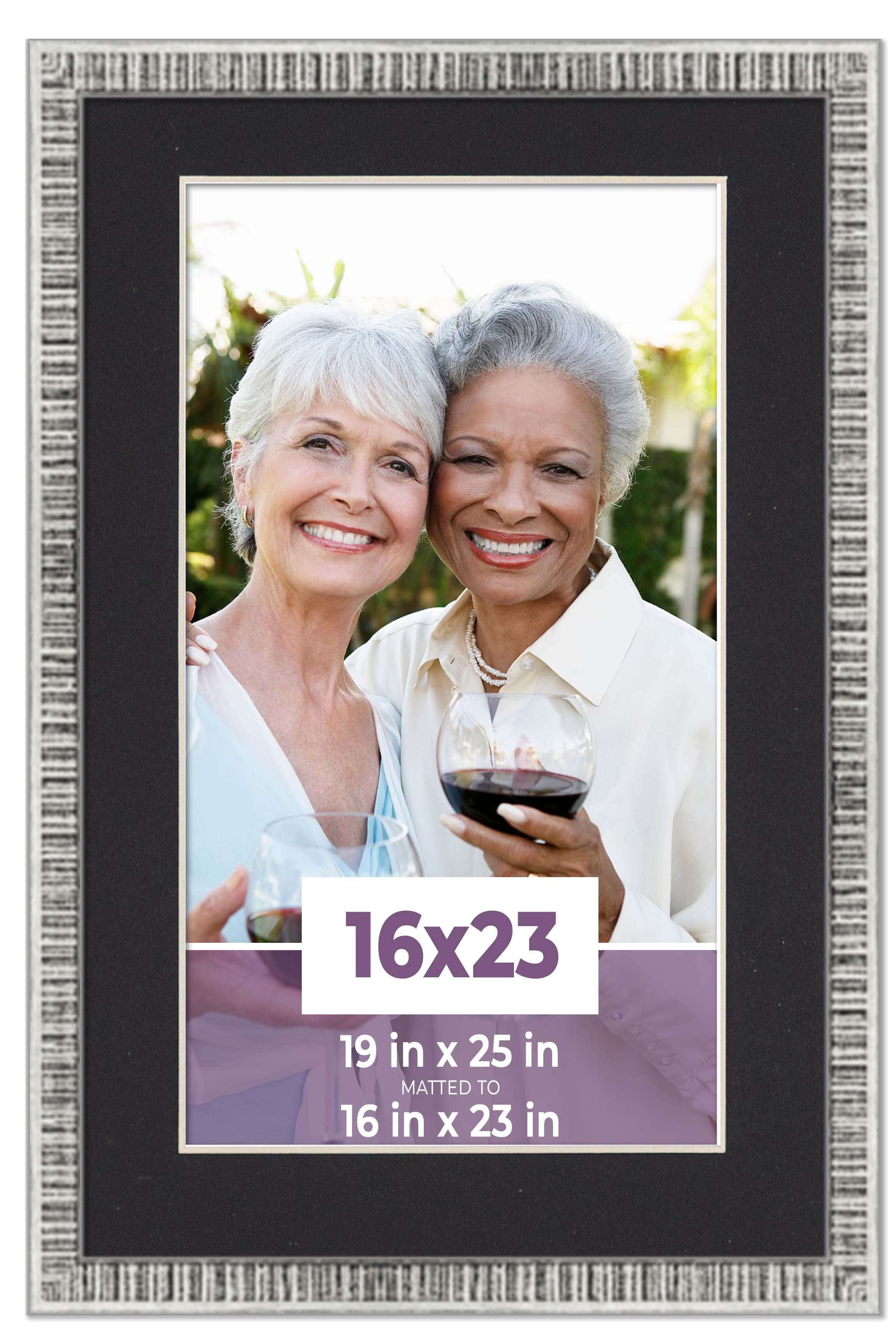 16x23 Frame Silver With Black Picture Mat For 16x23 Photo - Silver ...