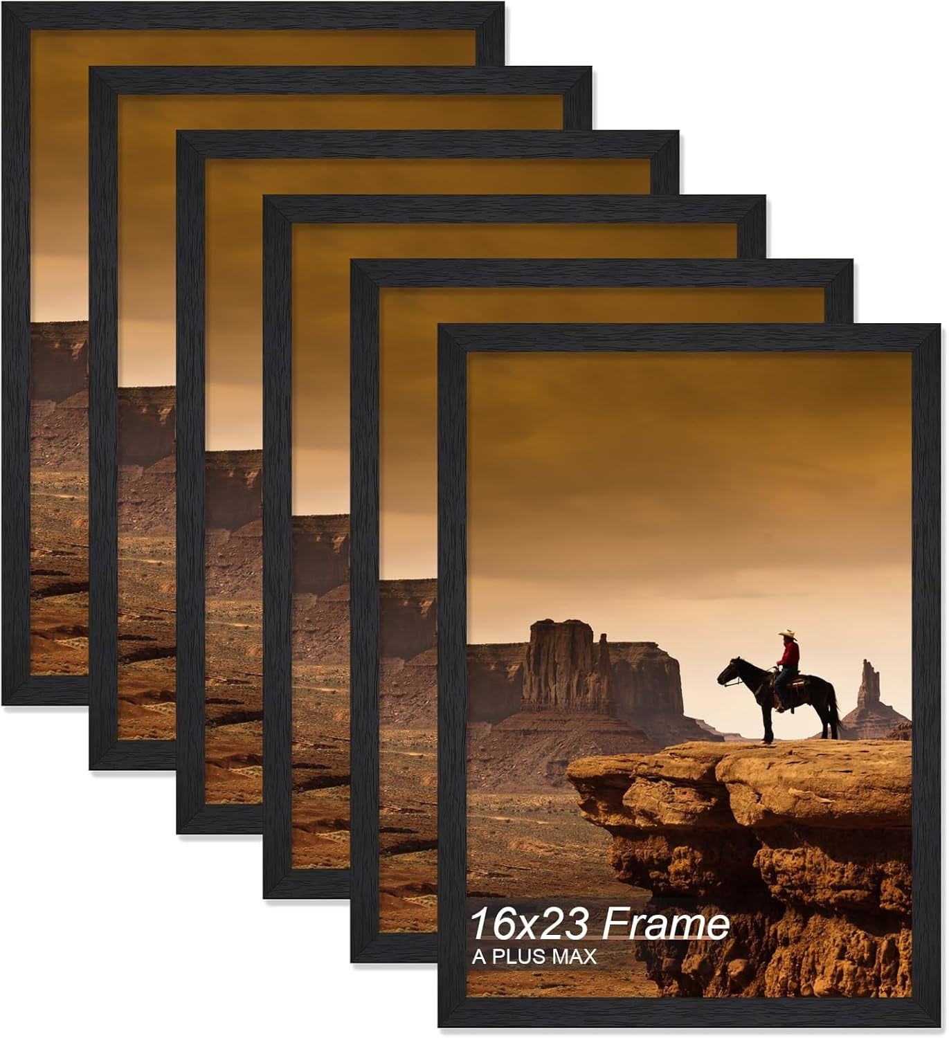 16x23 Picture Frame Set of 6, Black Engineered Wood Frame for 16 X 23 ...