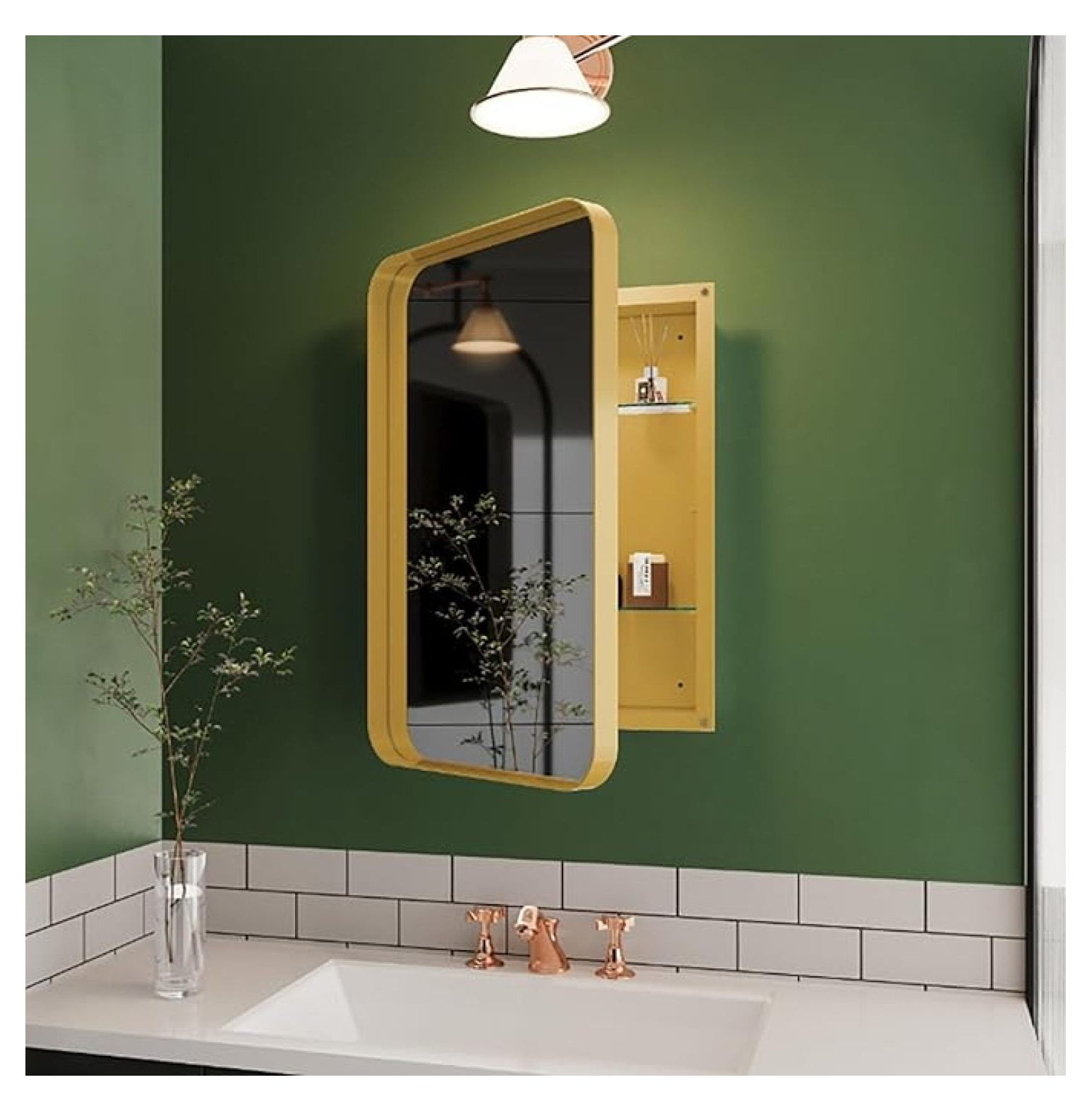 16x24 Bathroom Storage Cabinet, Metal Frame Arched Recessed Wall ...