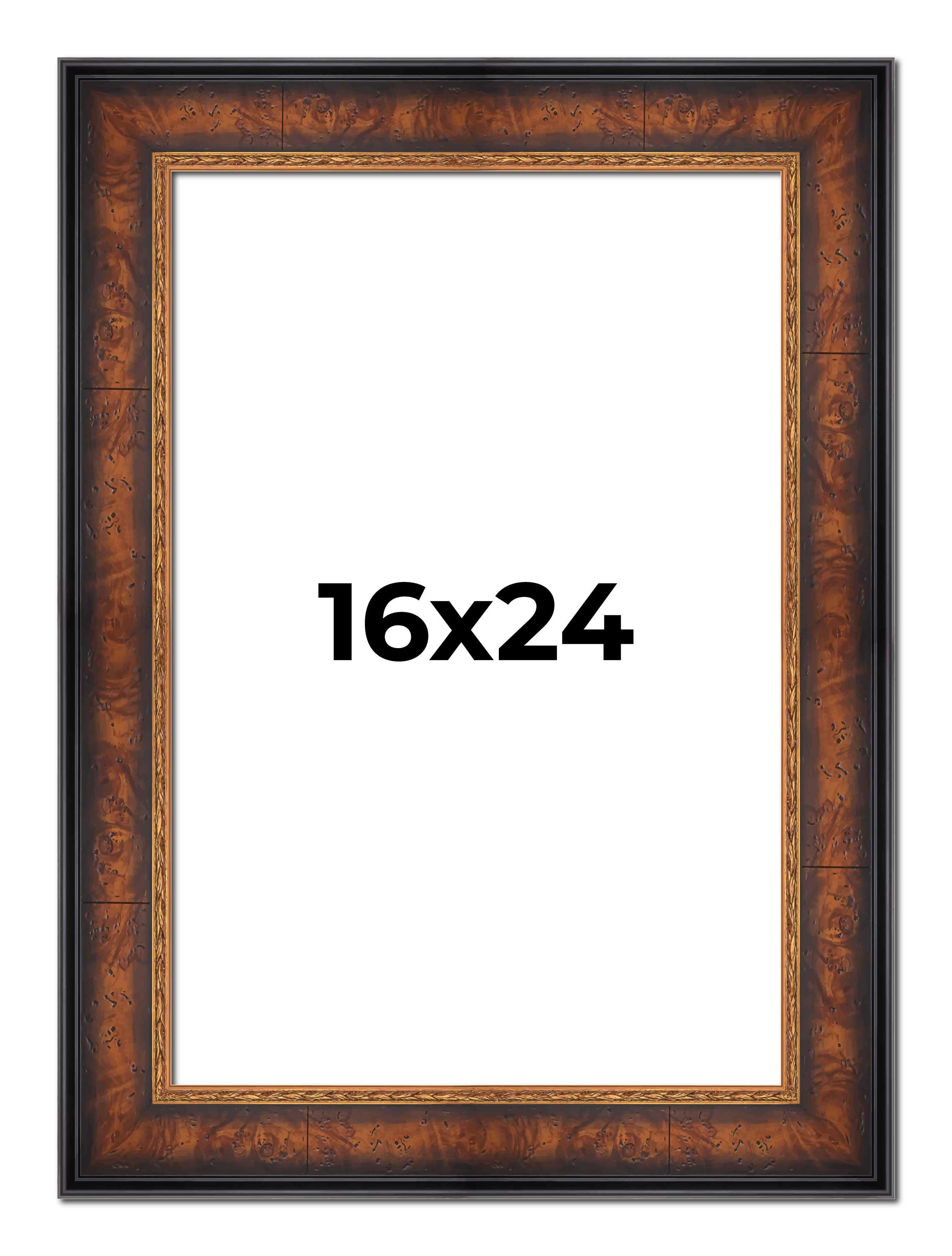 16x24 Frame Brown Walnut Gold Ornate Trim Solid Wood Plein Air Picture ...