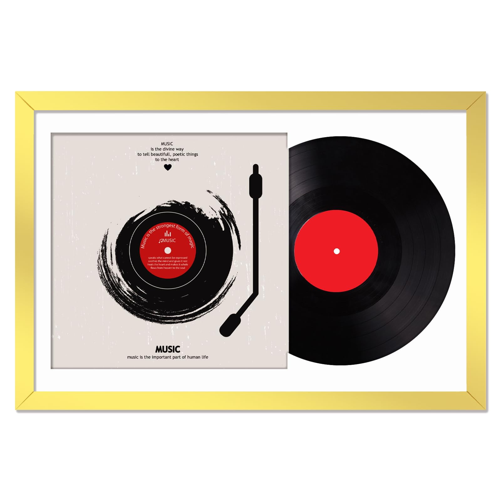 16x24 Gold Vinyl Record Frame for Album Cover Display, Wall Mount LP ...