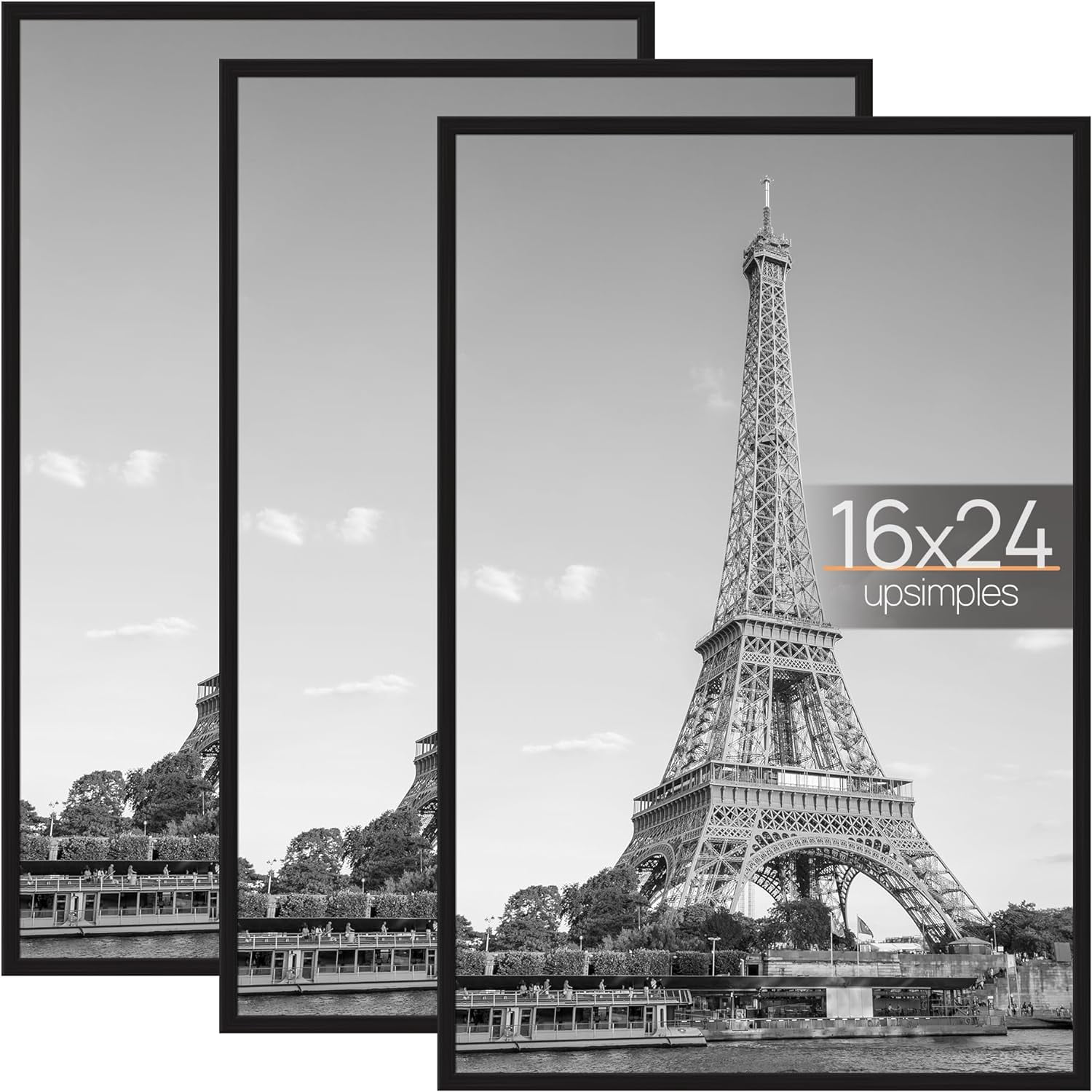 16x24 Picture Frame Black 3 Pack, Scratch-Proof Poster Frames 16 x 24 ...
