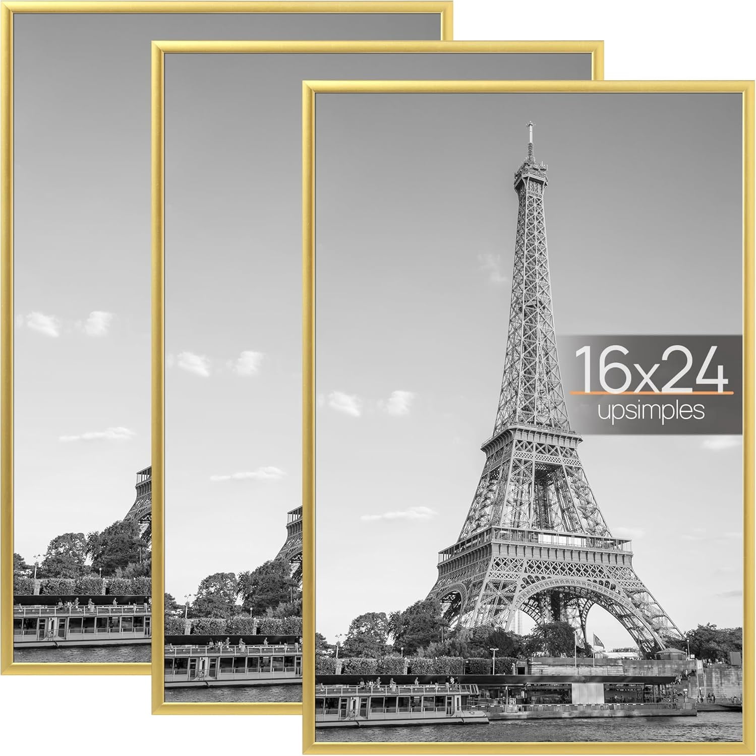 16x24 Picture Frame Gold 3 Pack, Scratch-Proof Poster Frames 16 x 24 ...