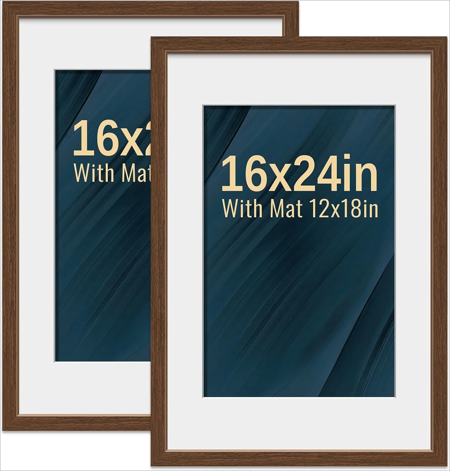 16x24 Poster Frame 2 Pack - Brown, High-End Wood Picture Frames with ...