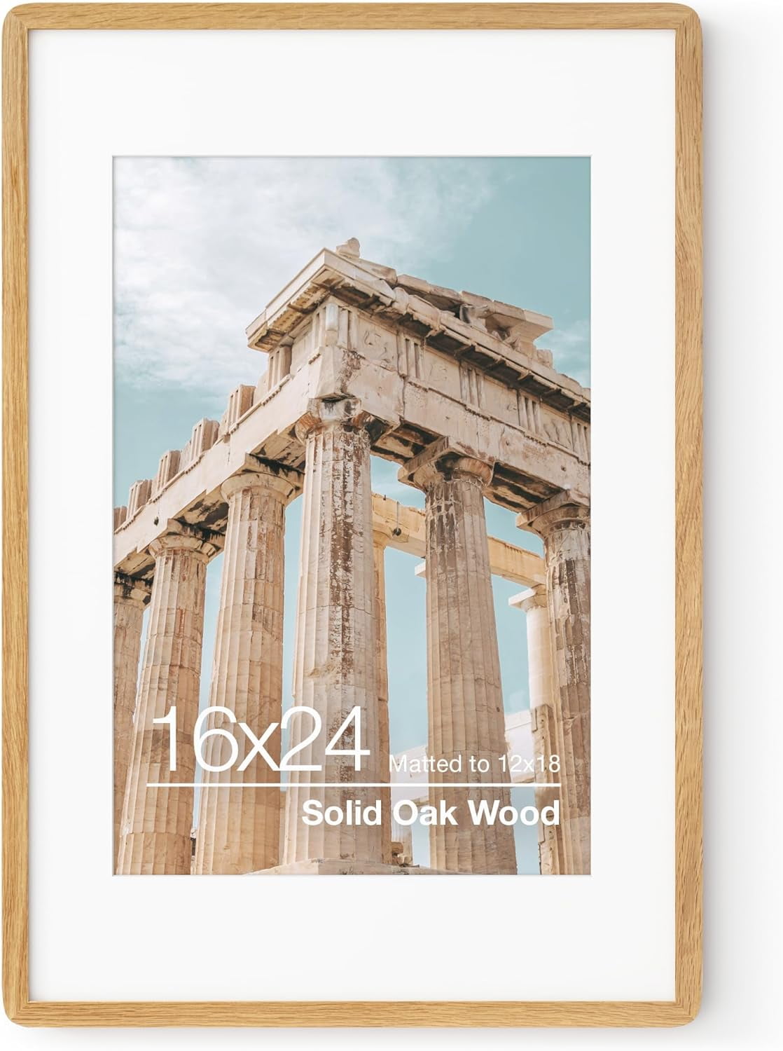 Natural Oak 16x24 Poster Frame, Solid Wood Picture Frame with Mat for ...