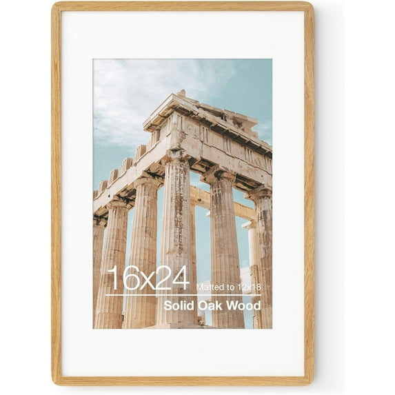 Natural Oak 16x24 Poster Frame, Solid Wood Picture Frame with Mat for ...