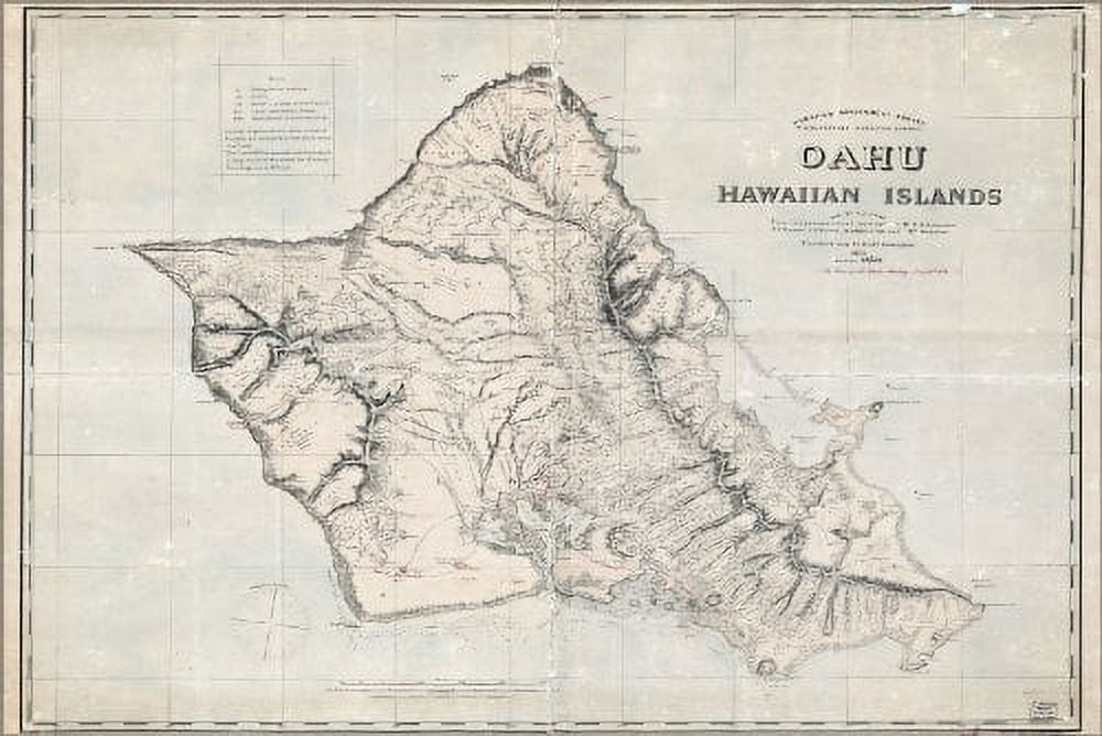 16x24 Poster; Map Of Oahu Hawaii 1898 - Walmart.com